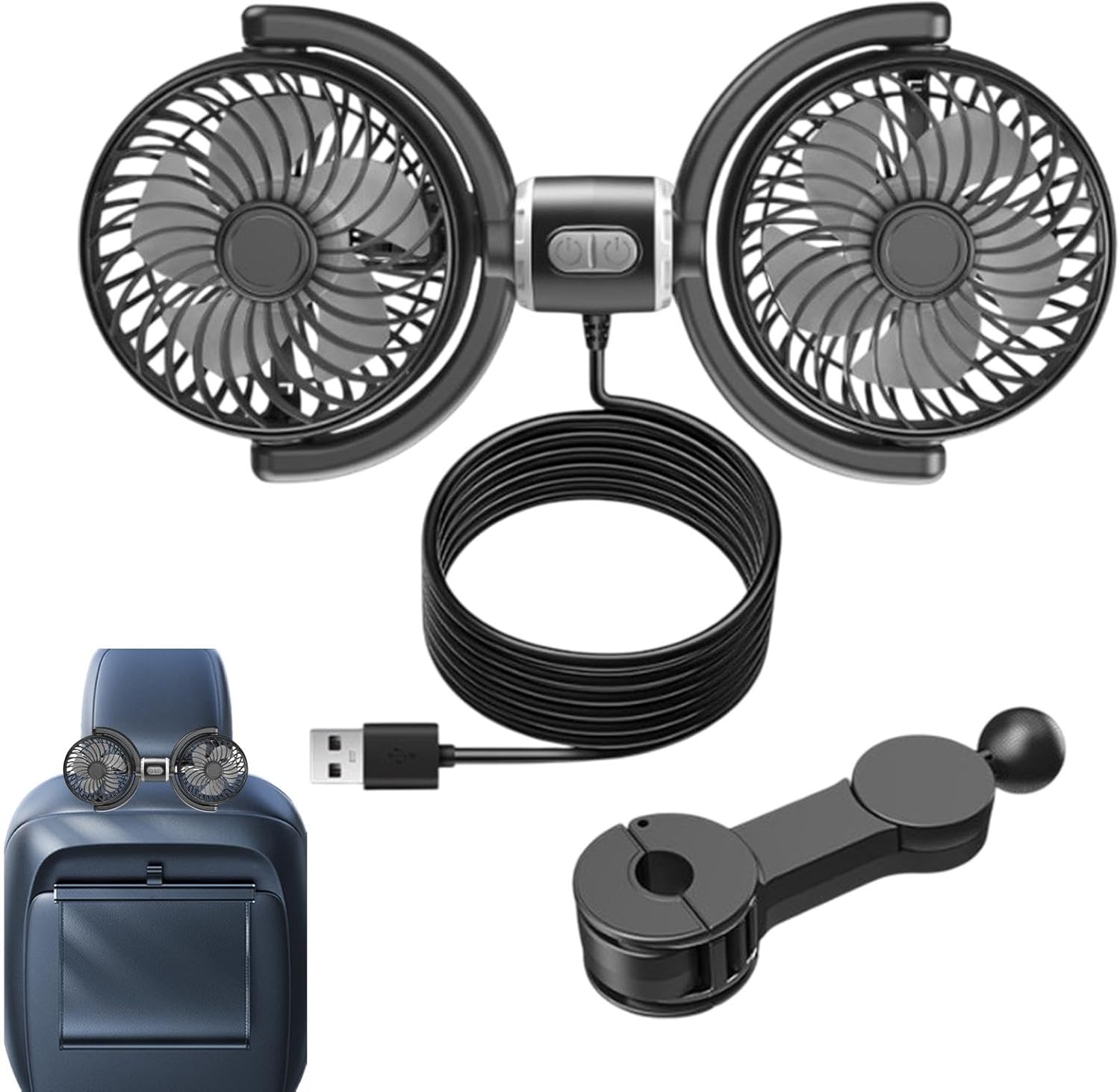 Noir,Ventilateurs de siège auto pour bébé, ventilateur USB portable à ...