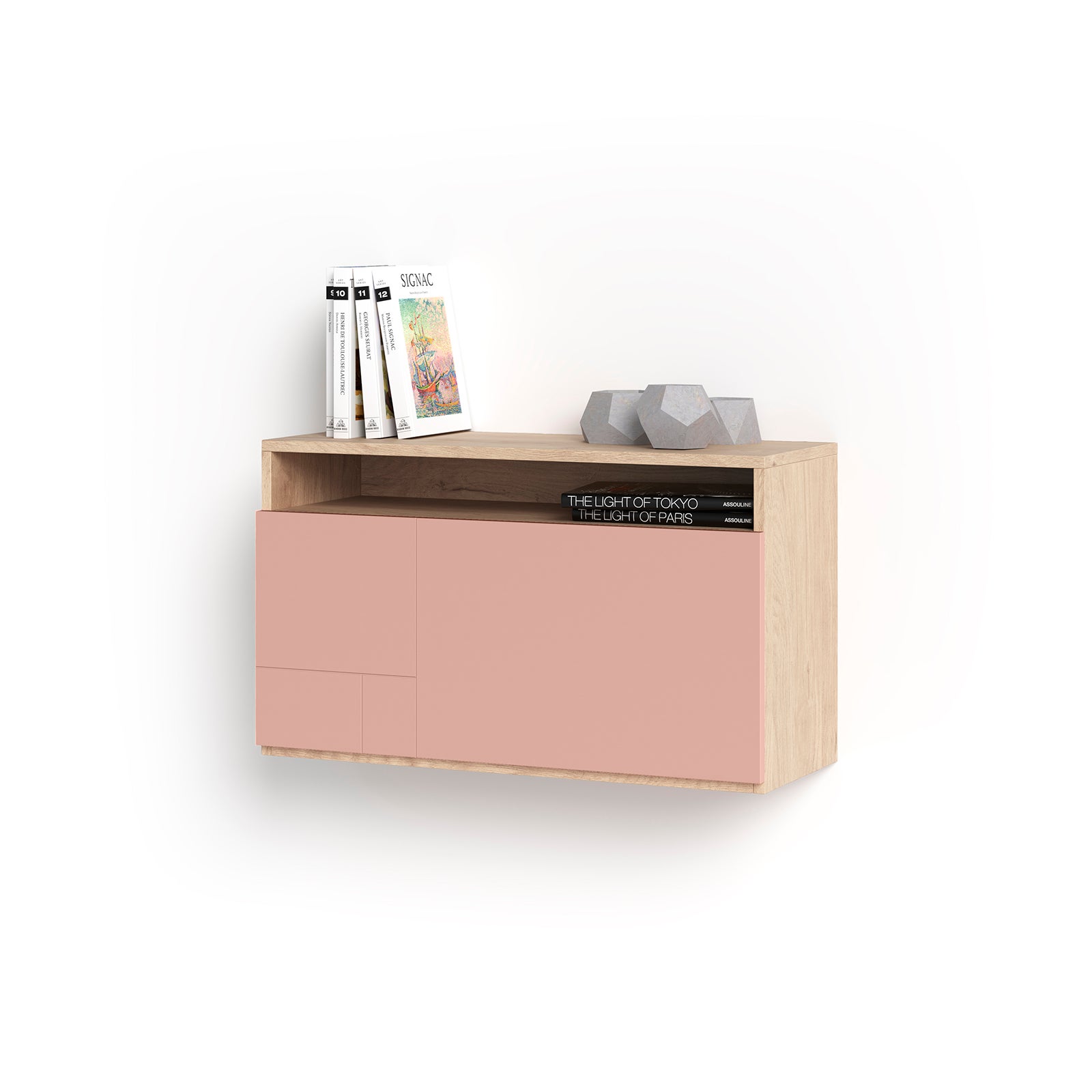 Bureau mural en mélamine, modèle OPORTO de Herdasa, en couleur chêne ...