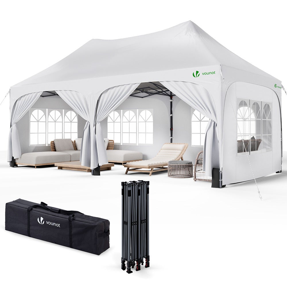 Tonnelle de jardin pliable 3x6m - Barnum réglable en hauteur avec 6 ...