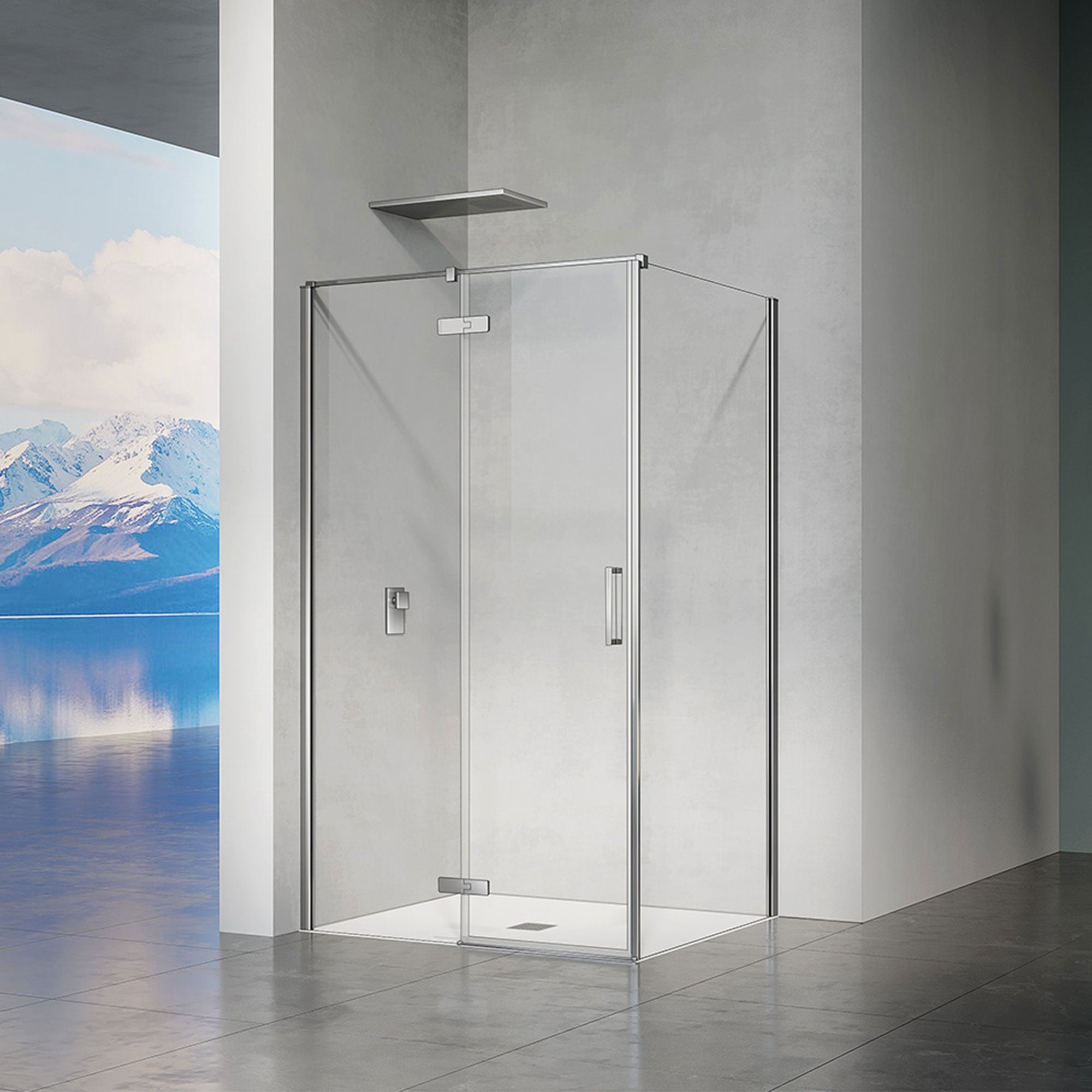 GRAND VERRE Cabine de douche 120x100 avec porte à charnières et paroi ...