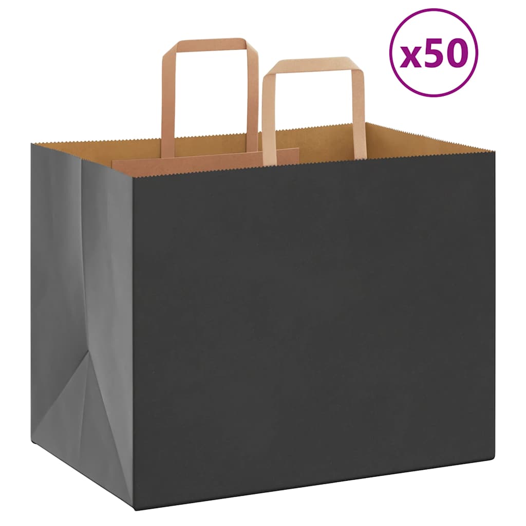 Sacs en papier kraft 50 pcs，Sacs kraft avec poignées noir 32x22x24 cm ...