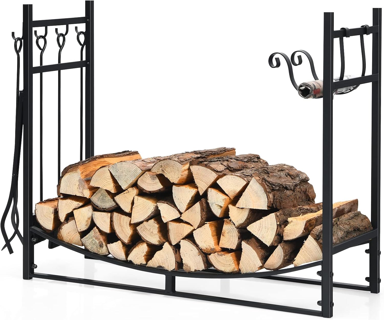 Range Bûches Décoratif, Porte Bûches en Acier avec Pieds Surélevés, 6 ...