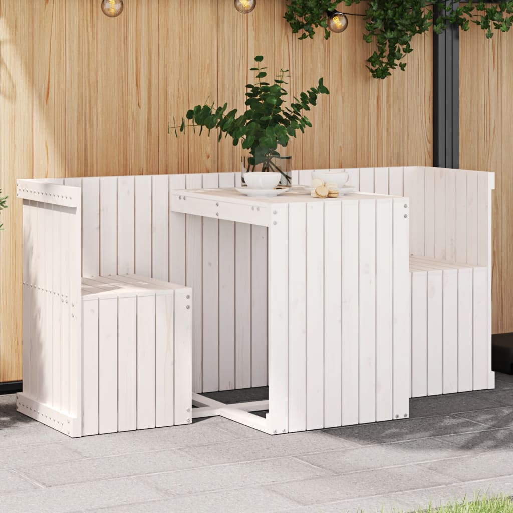 Set de balcon 2 places blanc bois de pin massif vidaXL | Leroy Merlin