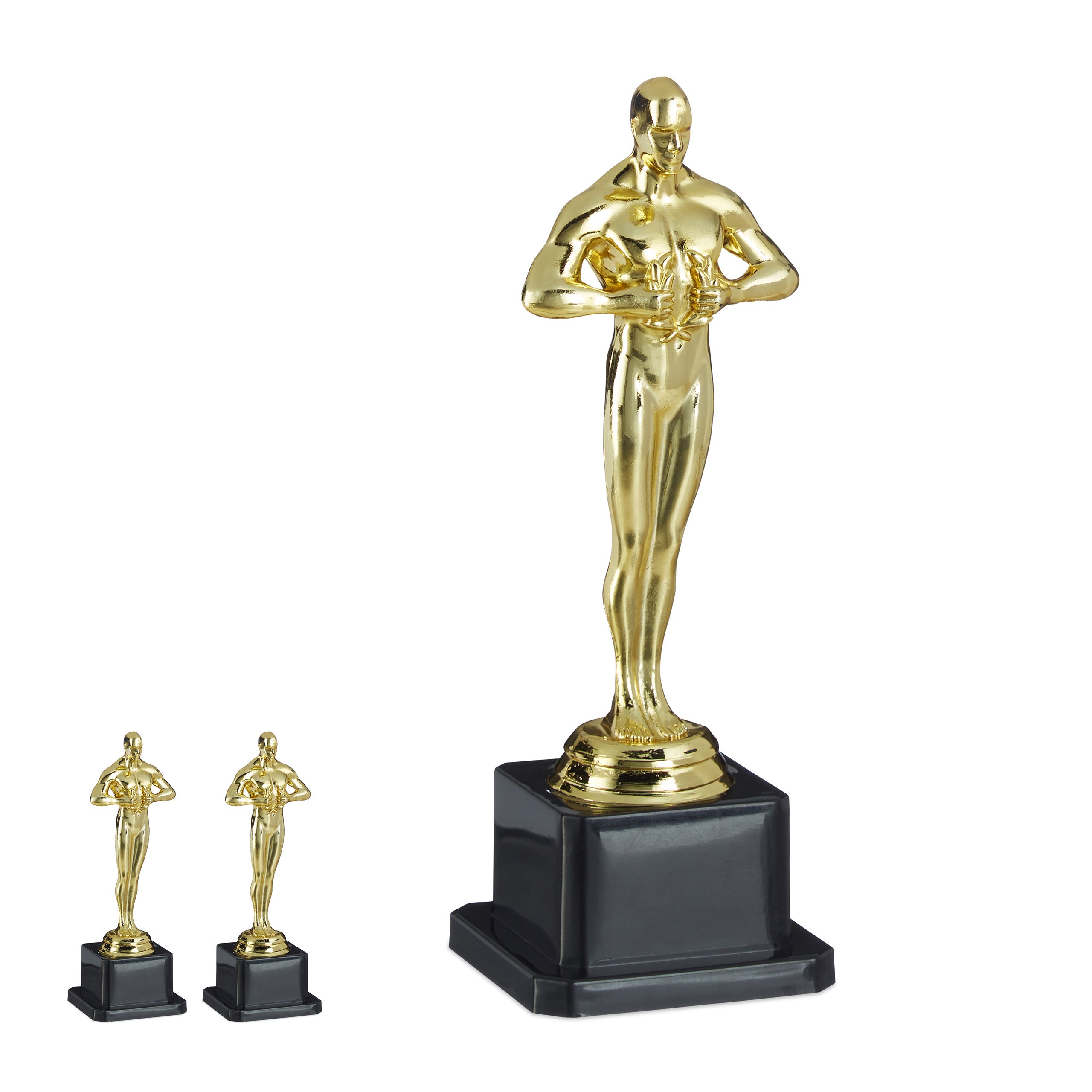 Statue de vainqueur, lot de 3, socle carré, Figurine avec couronne ...