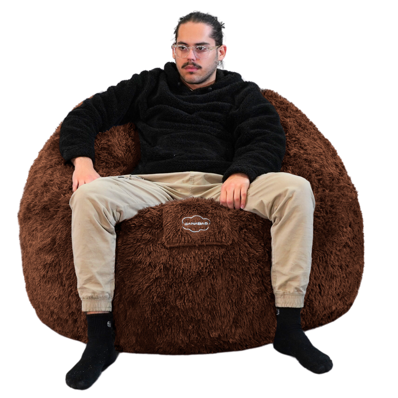 Puf gigante de pelo BANANAIR 120 cm marrón | Leroy Merlin