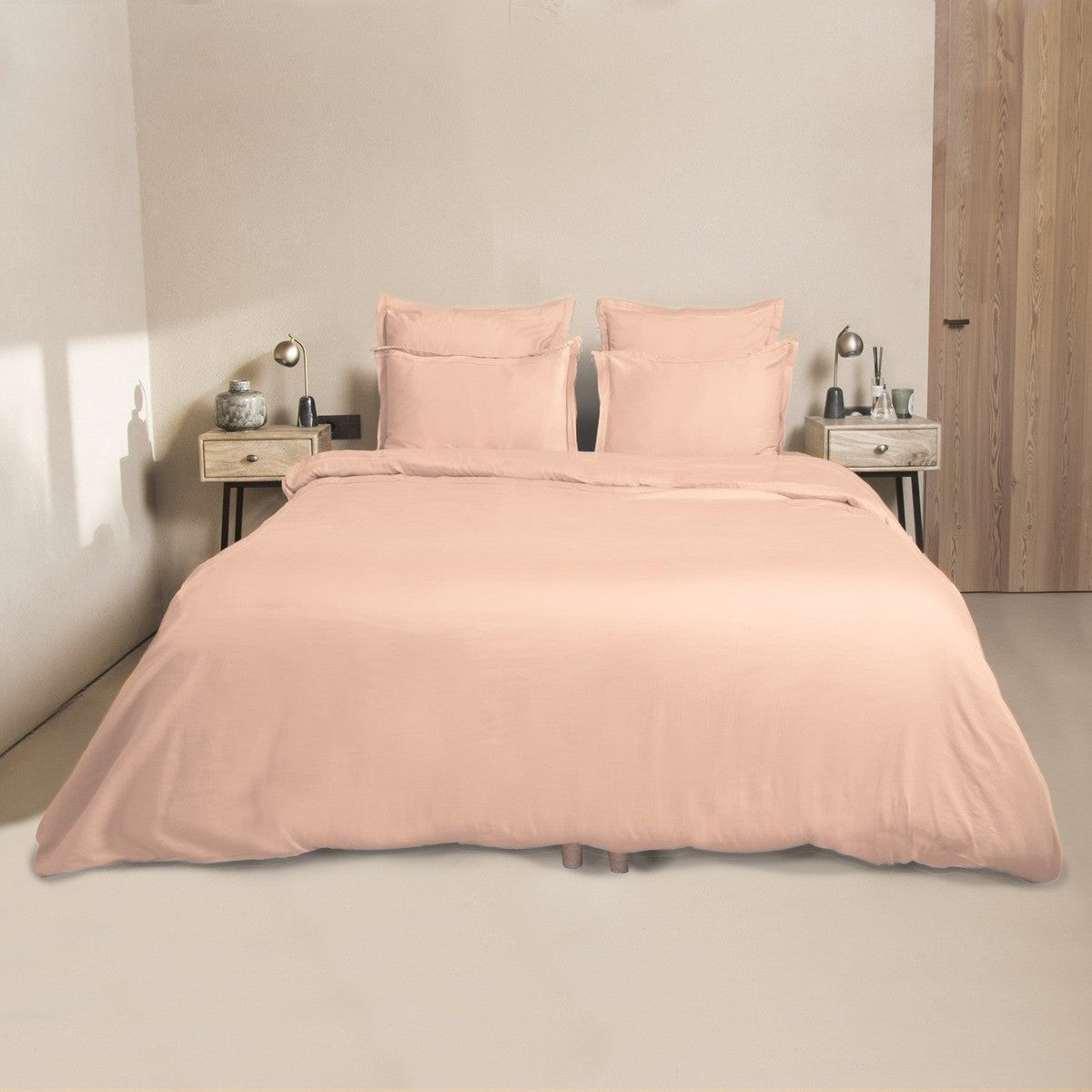Housse de couette 200x200 satin de coton rose | Leroy Merlin