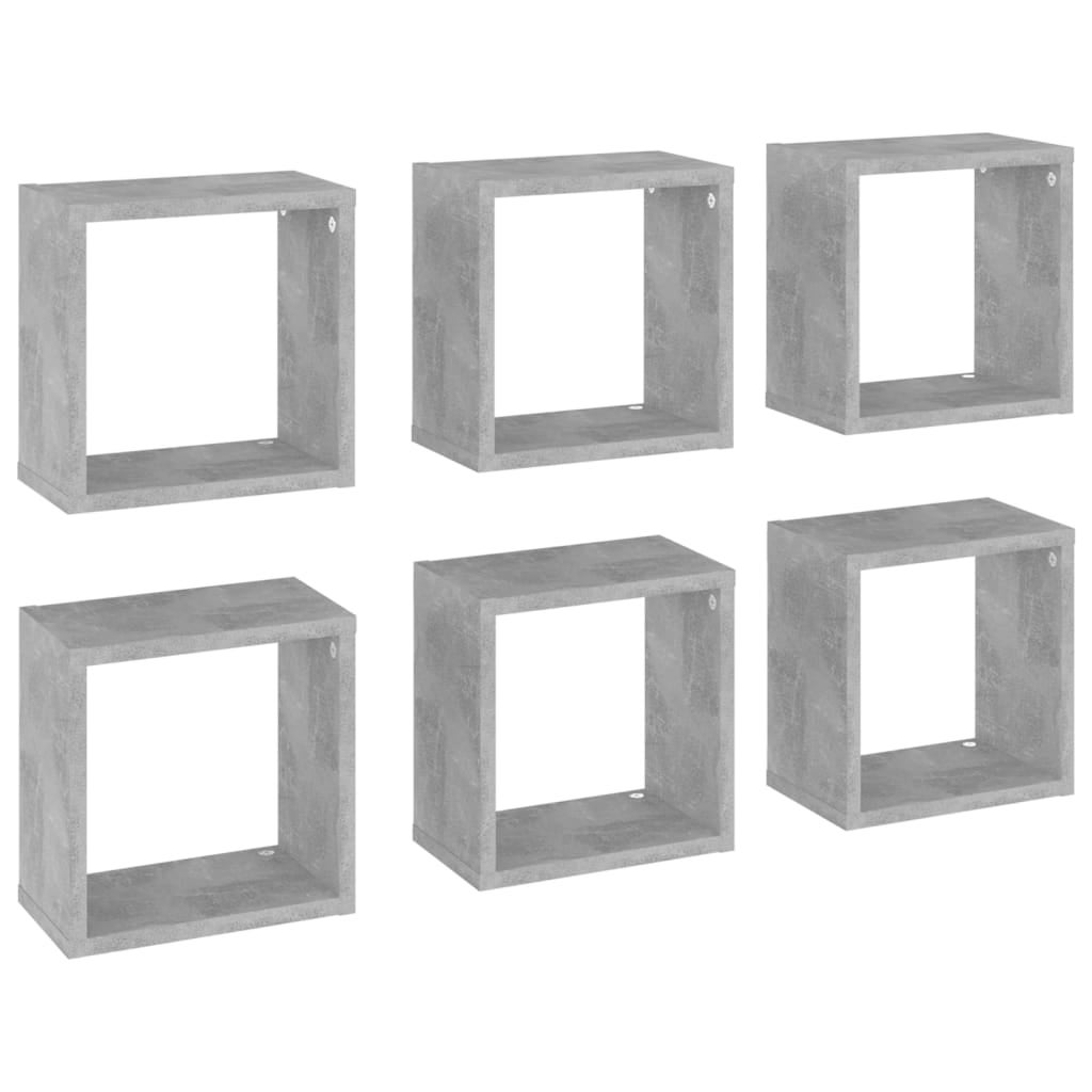 Mensole Parete a Cubo 6 pz Grigio Cemento 26x15x26 cm 26 x 15 x 26 cm ...