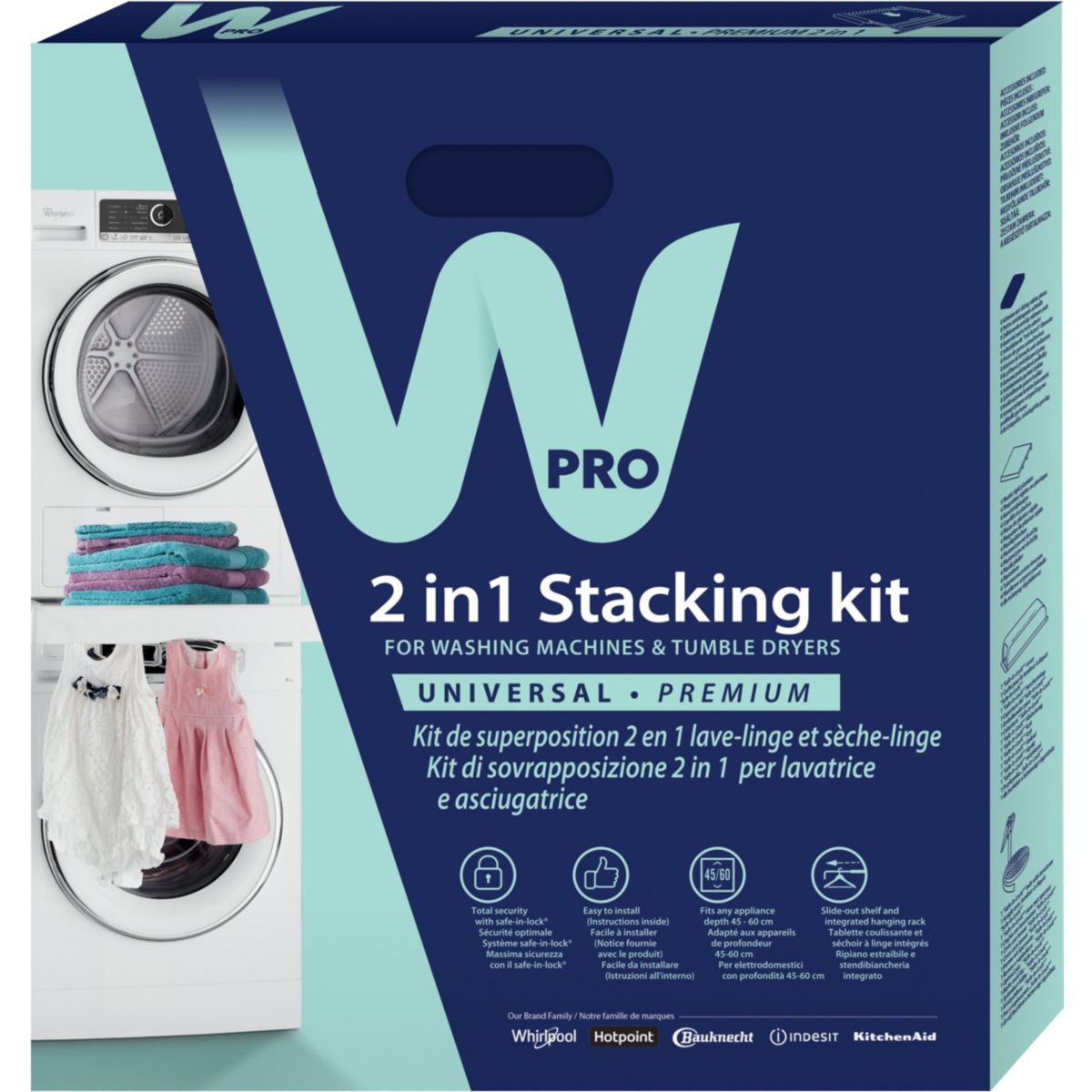 Kit de superposition lave-linge et seche-linge Wpro 484000008545 ...