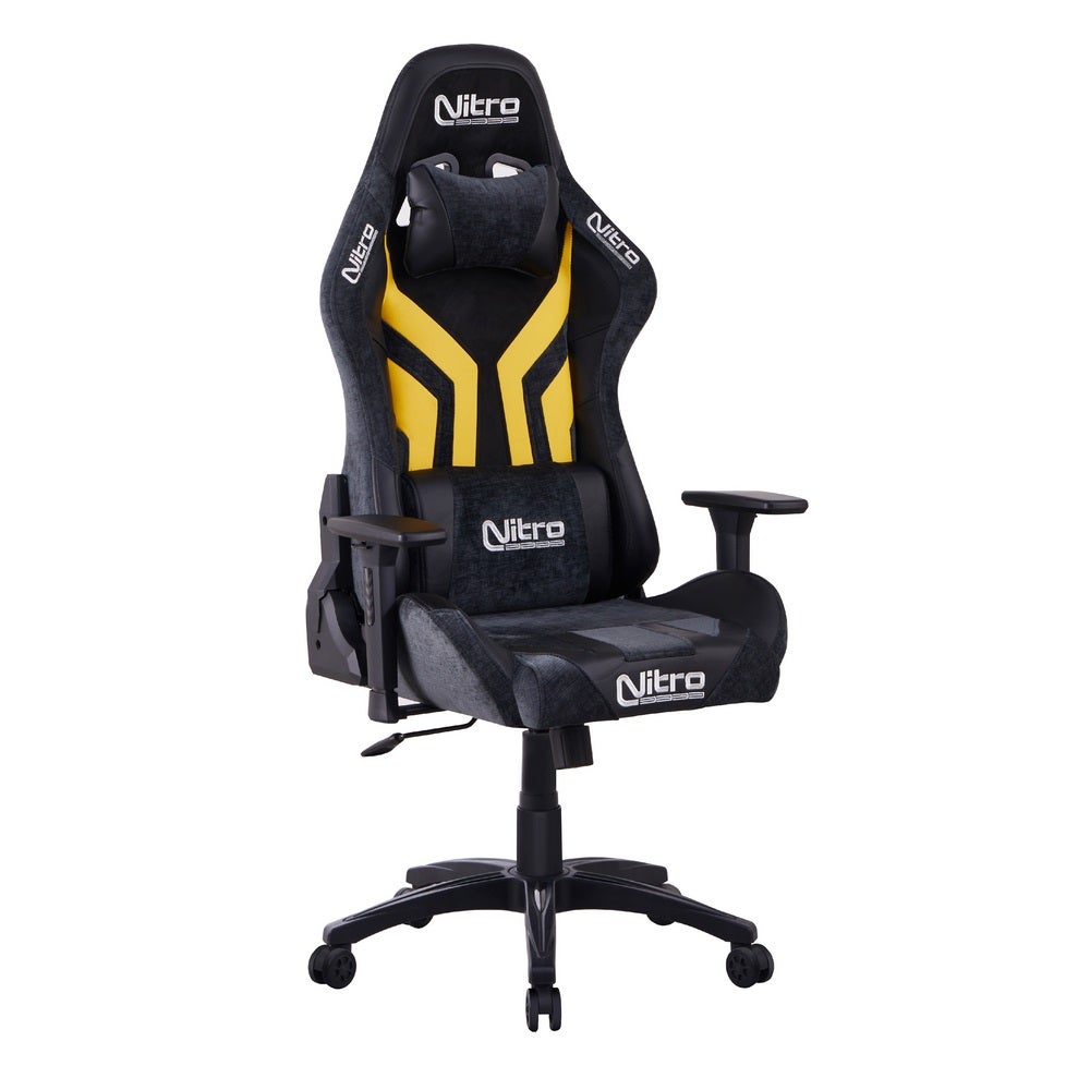 Sedia da gamer gialla e nera in PU con braccioli | Leroy Merlin