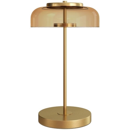 Lampe de table à lumière LED chaude, pied en métal, abat-jour en verre ...
