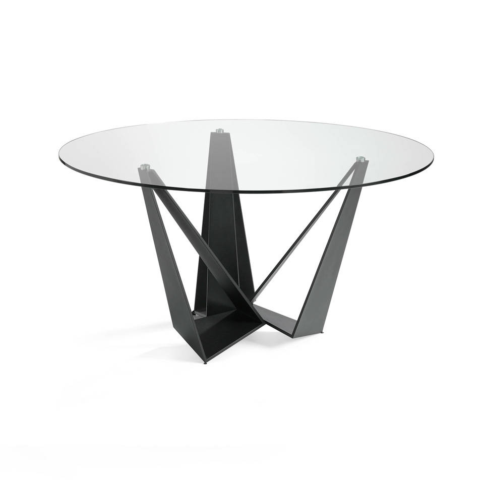 Table à manger ronde verre trempé et acier noir Ø150 x 75 cm | Leroy Merlin