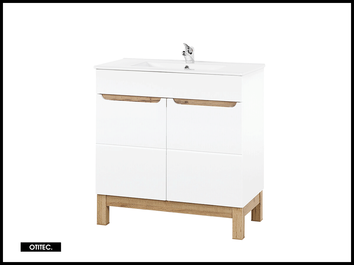 Mueble bajo lavabo de 80 cm - Con lavabo empotrado - BALI WHITE | Leroy ...