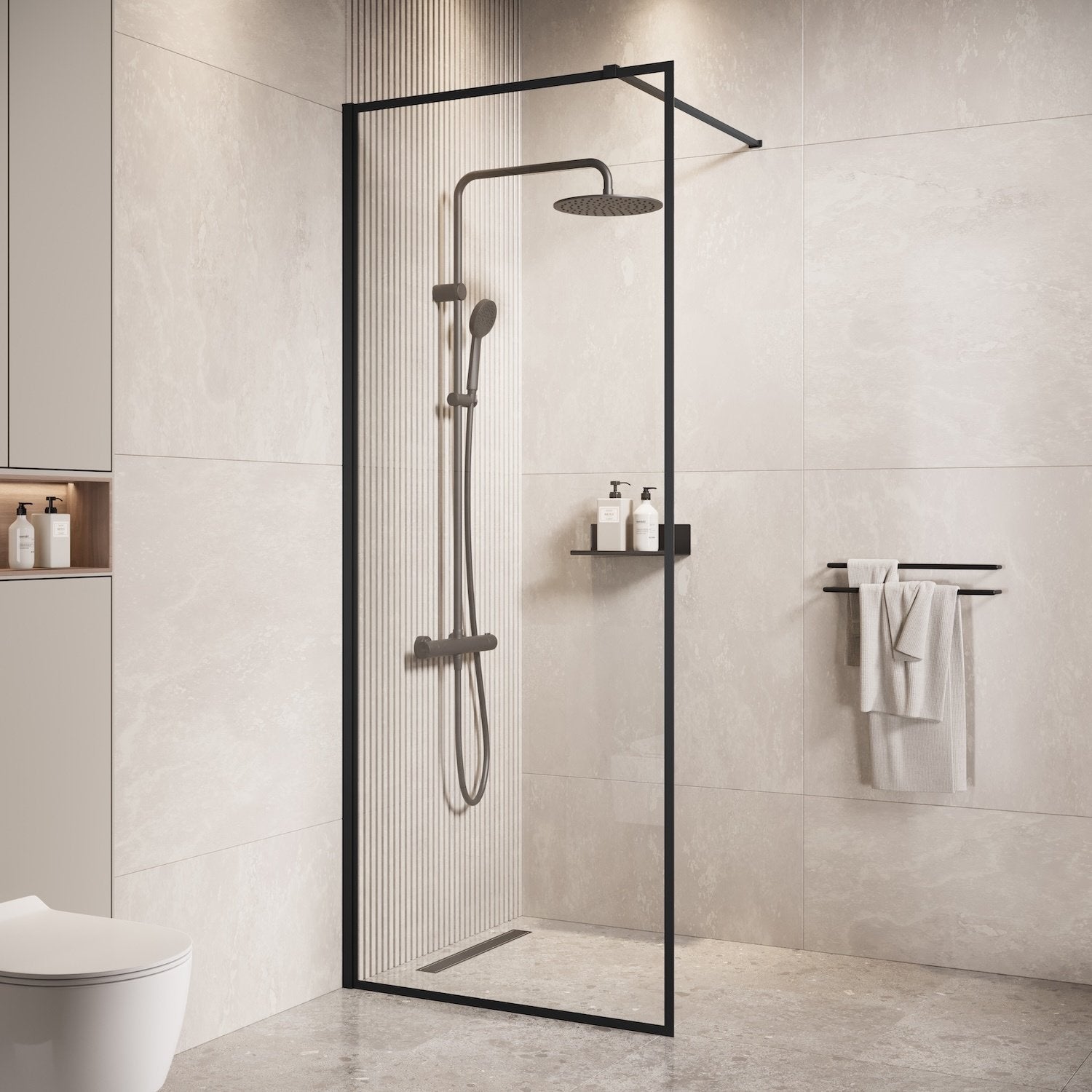 Paroi de Douche Georgia - 70 x 200 cm - Noir - 8 mm - | Leroy Merlin