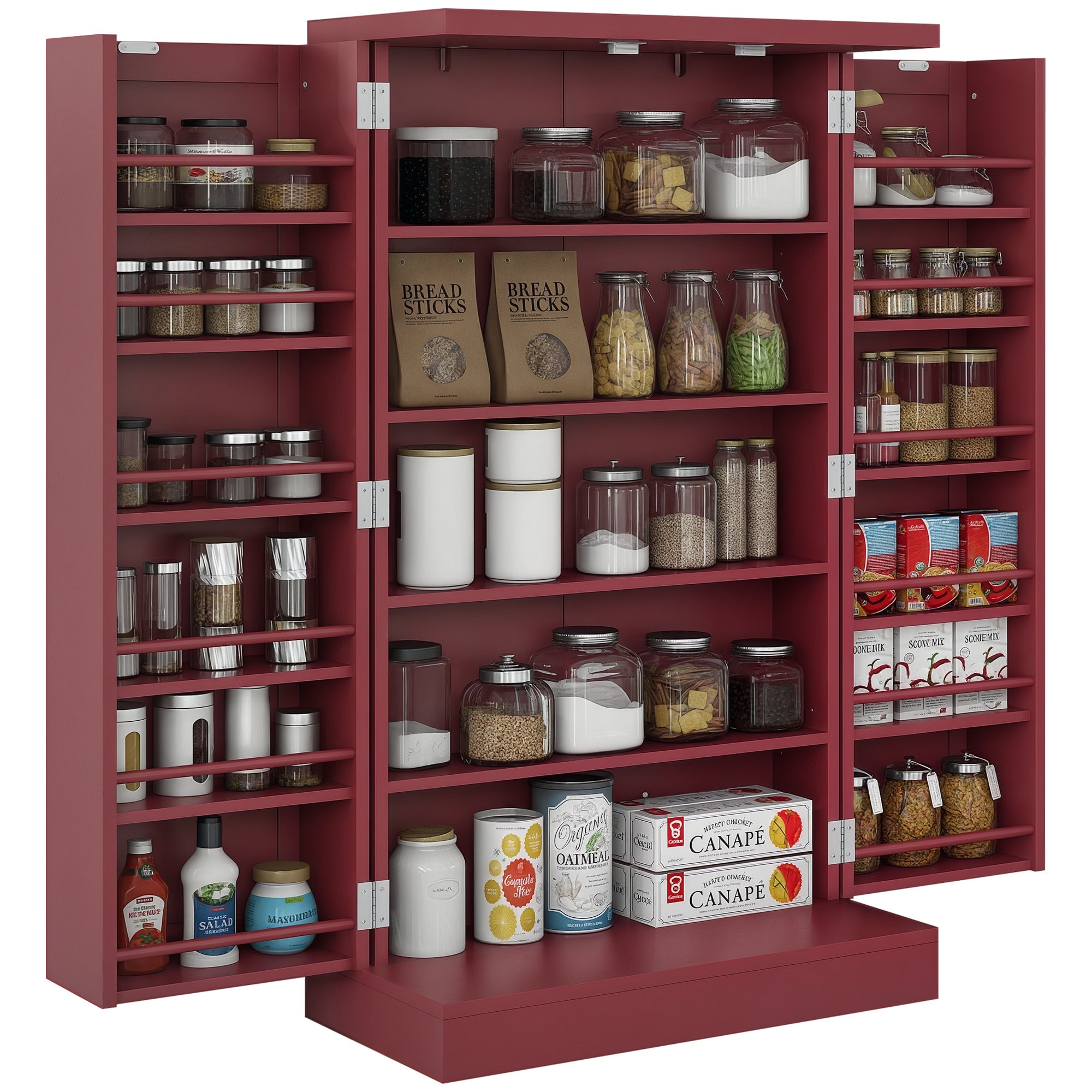 Armoire meuble de cuisine garde-manger 2 portes avec 5 étagères et 12 ...