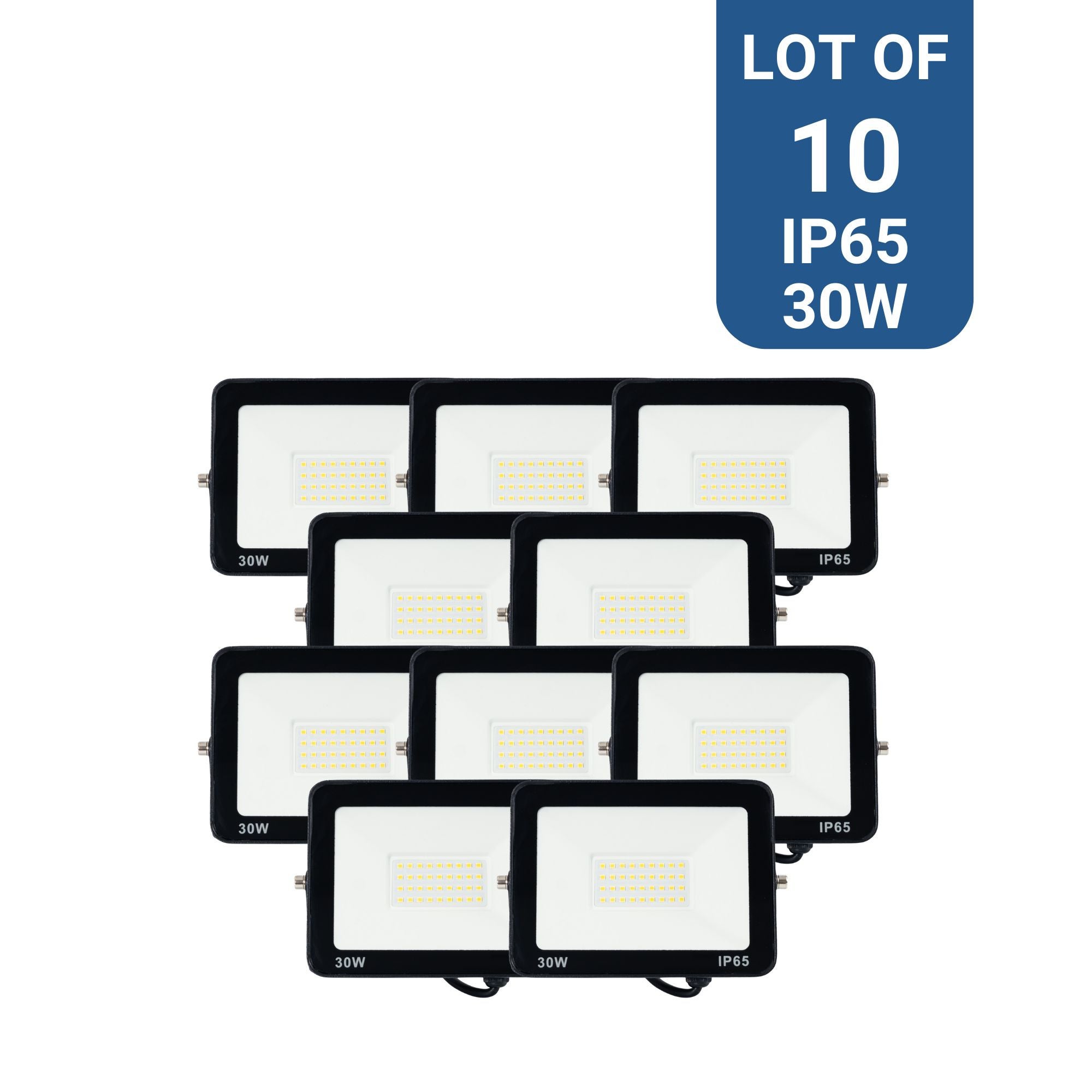 Lot de 10 projecteurs LED extérieur - 30W - 95lm/W - IP65 - Blanc Chaud ...