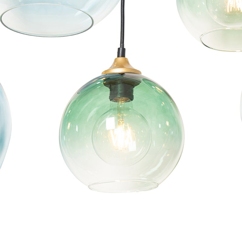 Qazqa art deco lampe suspendue pour table à manger - Sandra - doré ...