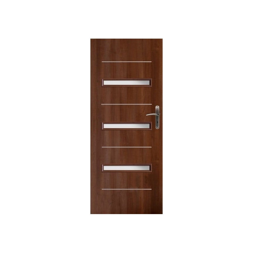 Porte d'intérieur vitrée ASTERIA noyer - Poussant: Gauche - Largeur ...