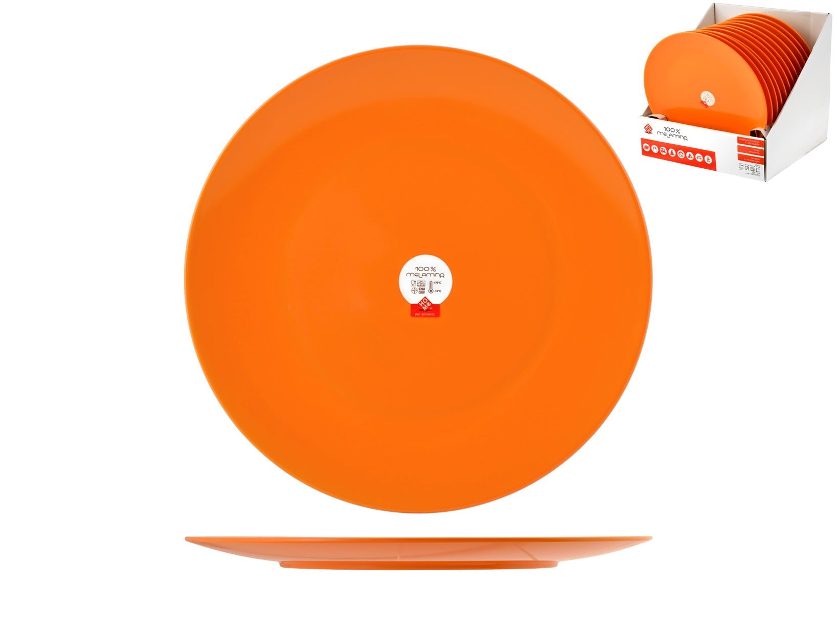Platos de melamina naranja planos de 25 cm, rombos | Leroy Merlin