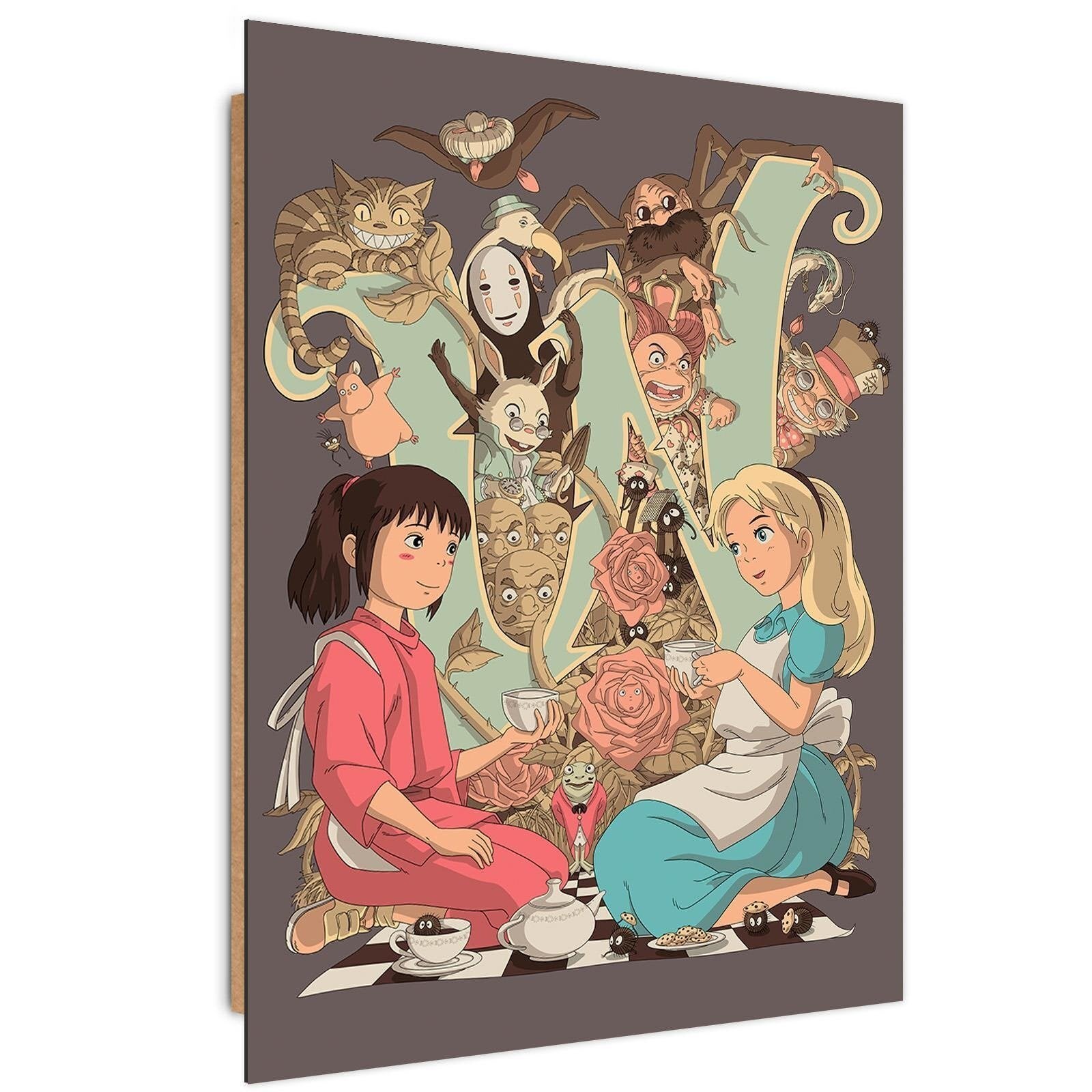Tableau bois Alice au pays des merveilles et Voyage de Chihiro - 70 x ...