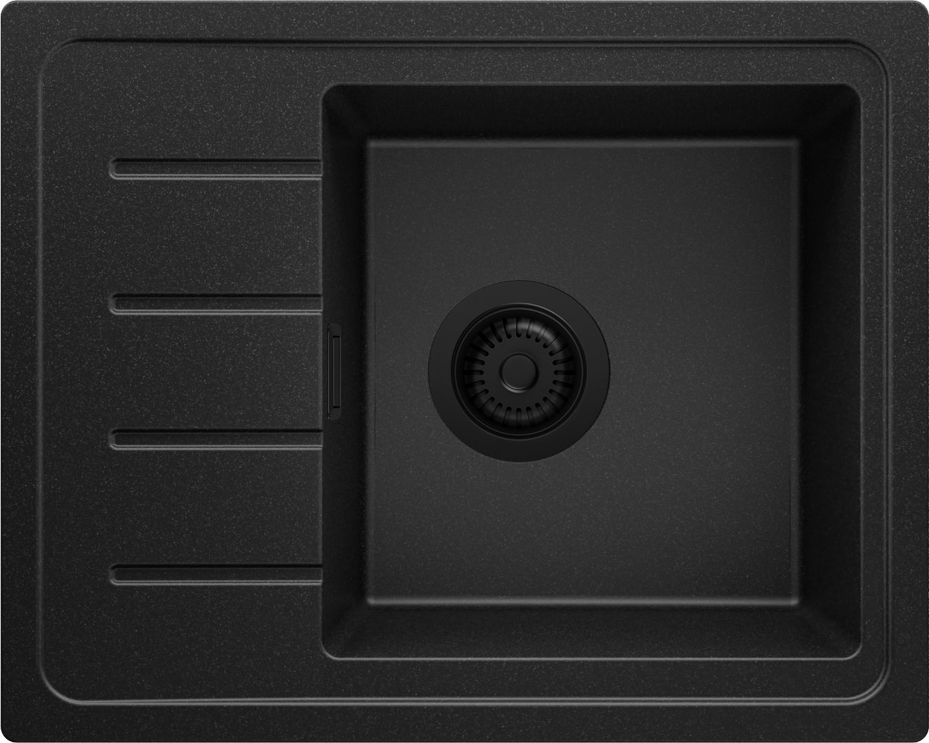 Evier Cuisine en Granit Tout Noir 55x44cm, Lavabo 1 bac + Kit de Vidage ...