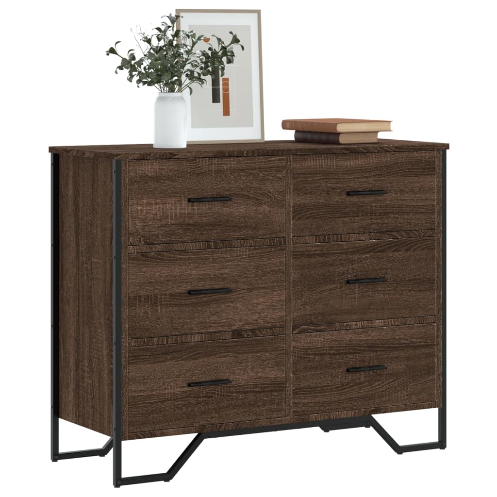 Commode chêne marron 91x35,5x74,5 cm bois d'ingénierie | Leroy Merlin