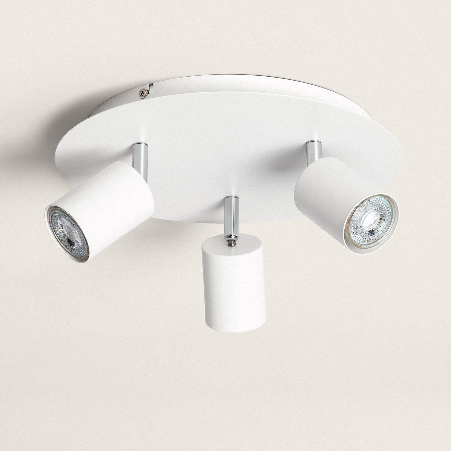 Plafonnier Rond Orientable Métal 3 Spots Whitstable Blanc | Leroy Merlin