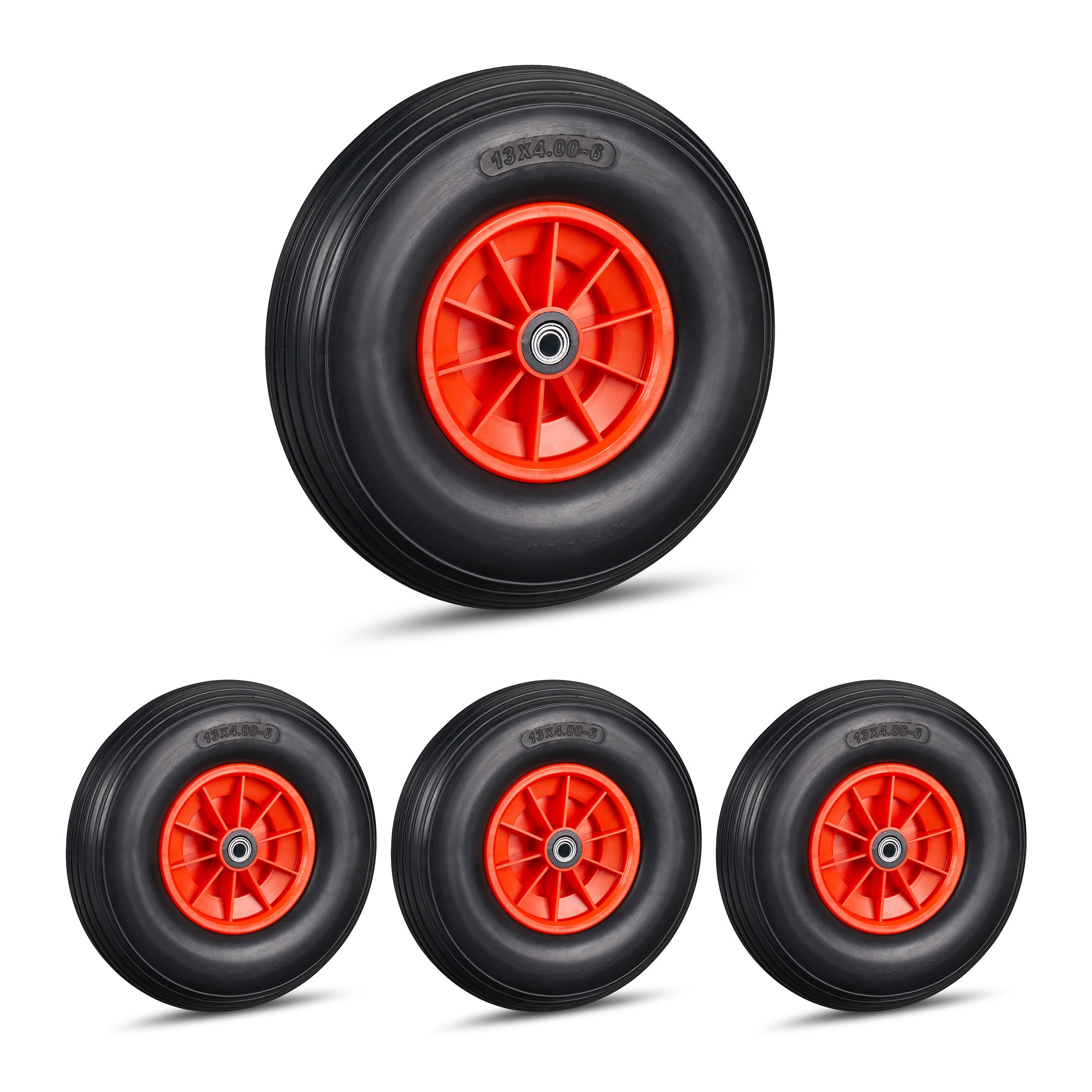 Roue de brouette caoutchouc 4.00-6, lot de 4, rechange axe, increvable ...