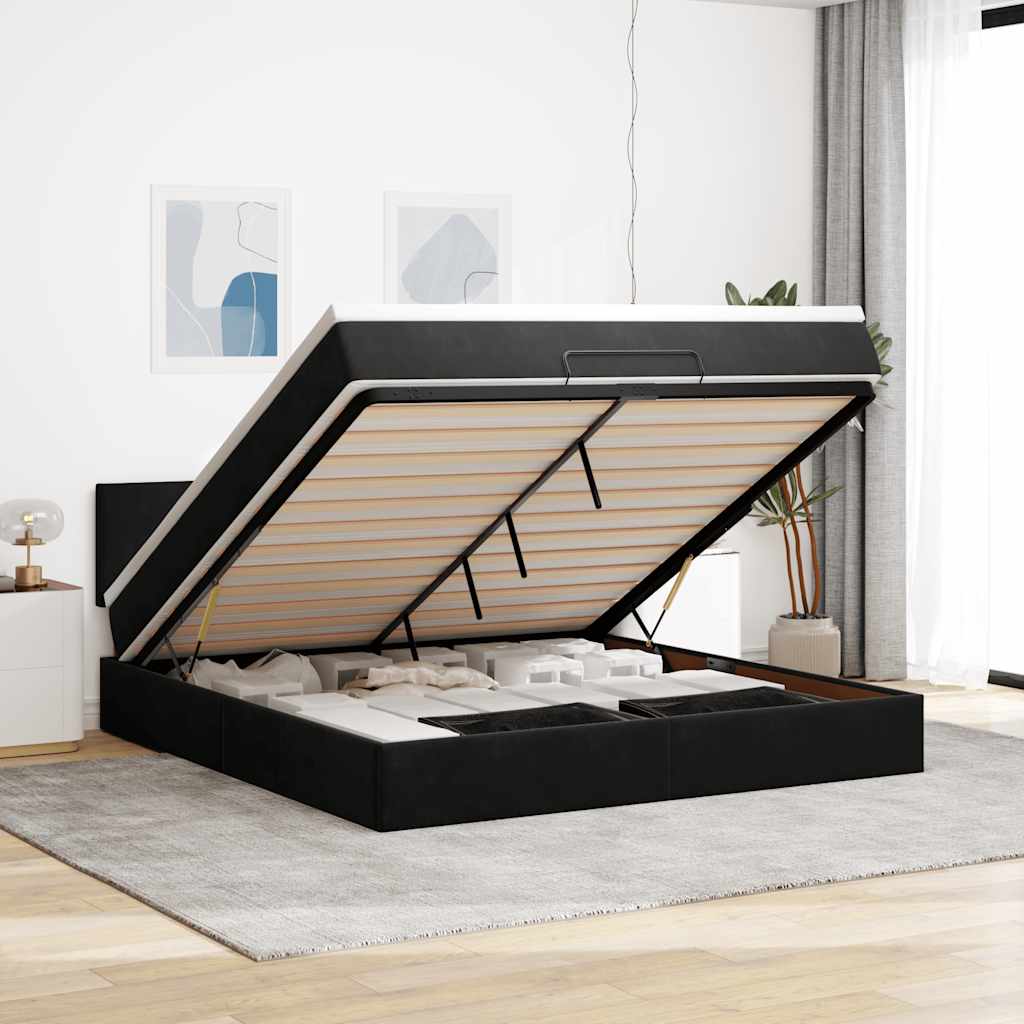 Estructura de cama otomana con colchón negra 160x200 cm | Leroy Merlin