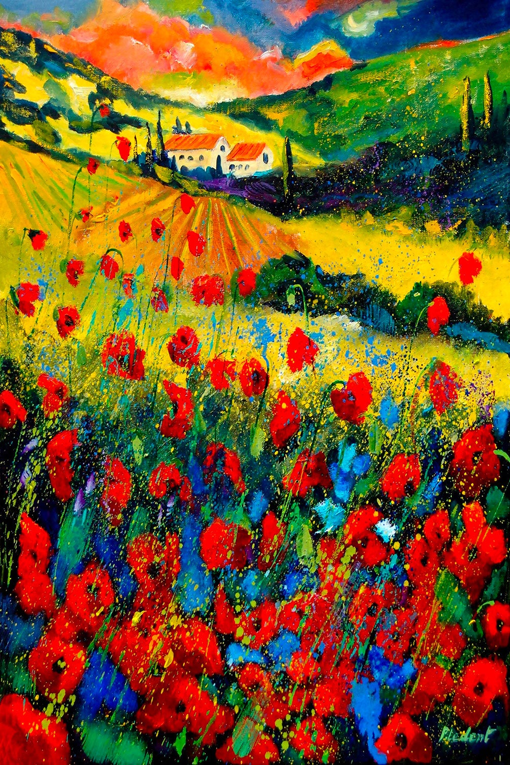 Tableau fleurs champ de coquelicot en provence - 40x60cm | Leroy Merlin