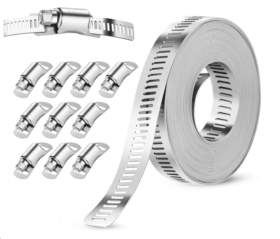 Collier de Serrage Inox 304, 5m Collier de Serrage Métallique avec 10 ...