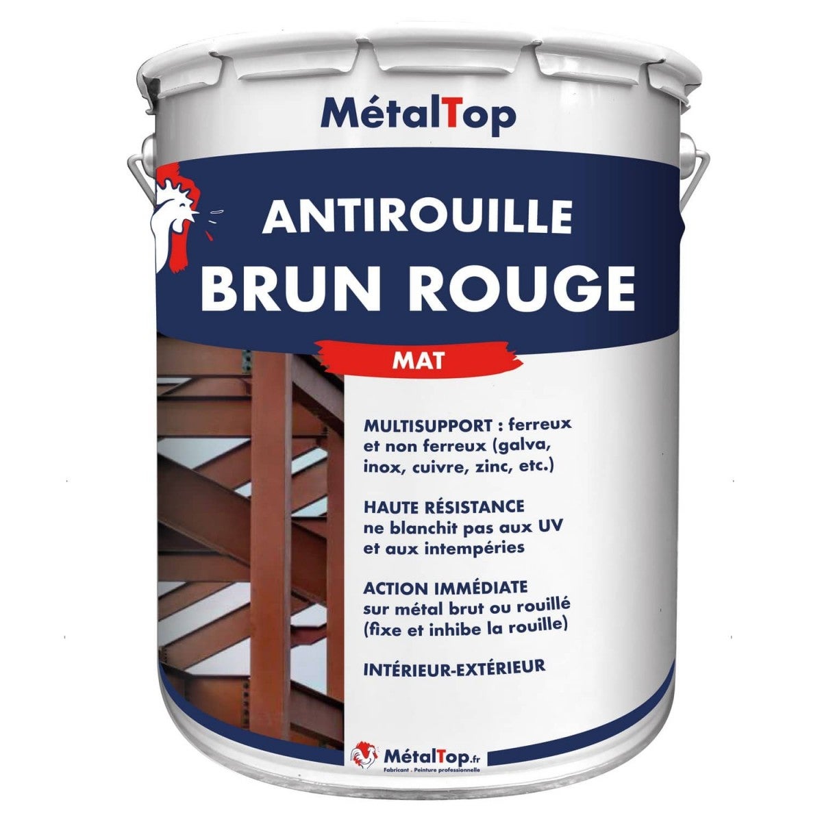 Antirouille Brun Rouge - Brun rouge - RAL 8012 - 5 L - Métaltop | Bricoman