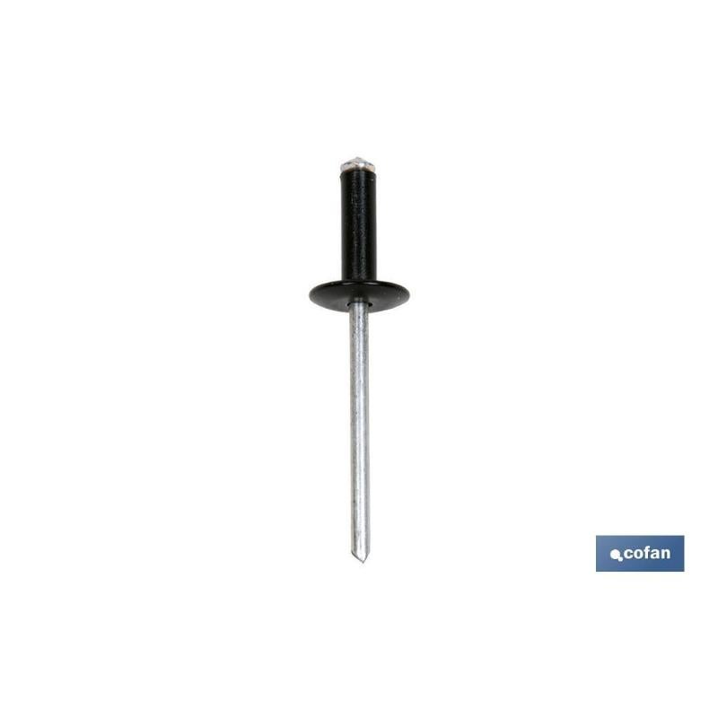 Remache flor cabeza ancha negro 4,8x16mm. caja 250 unid. | Leroy Merlin