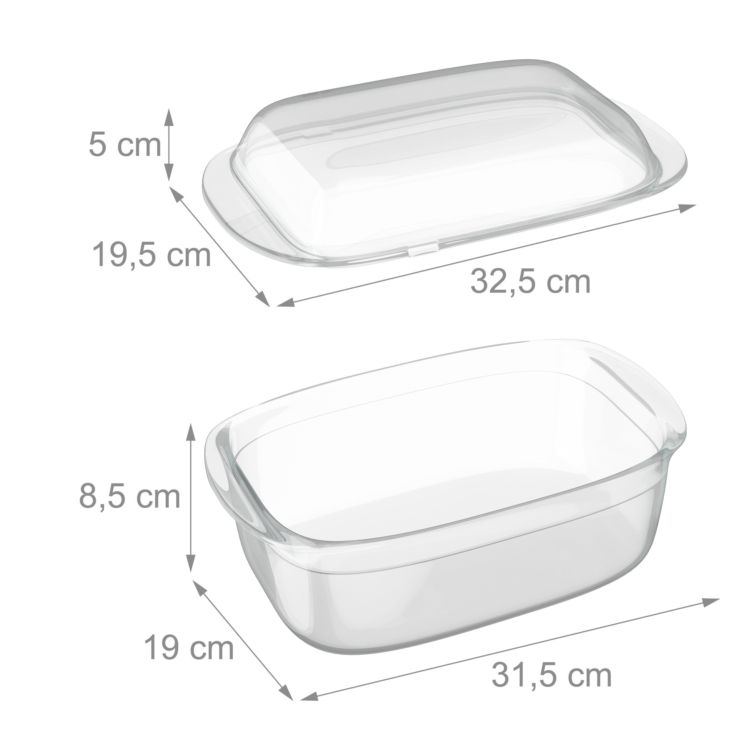 Bandeja de Horno, Cazuela Cristal con Tapa, 4,5 L, Lasañera Vidrio ...