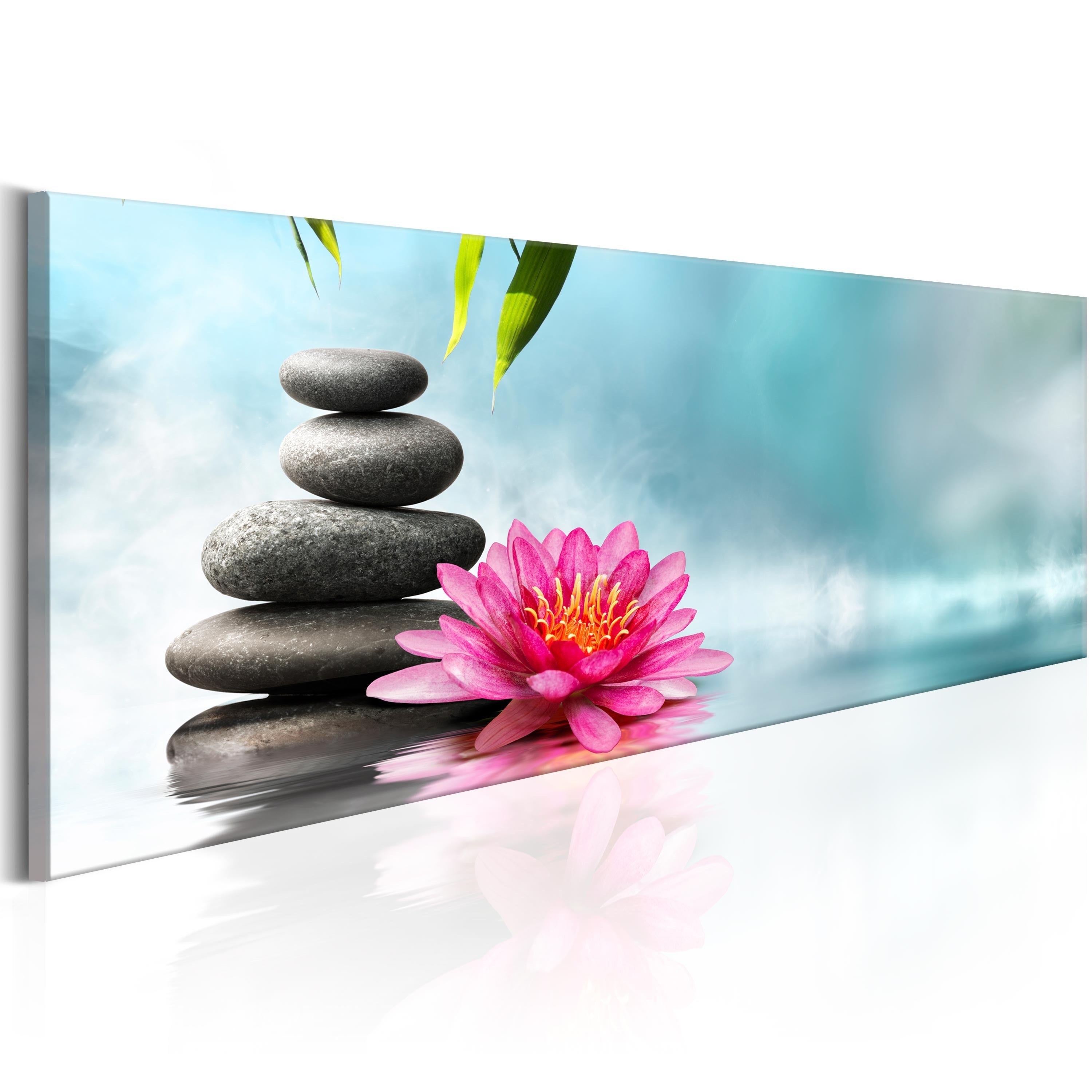 Tableau Water Lily and Zen Stones - L 150 x H 50 cm | Leroy Merlin