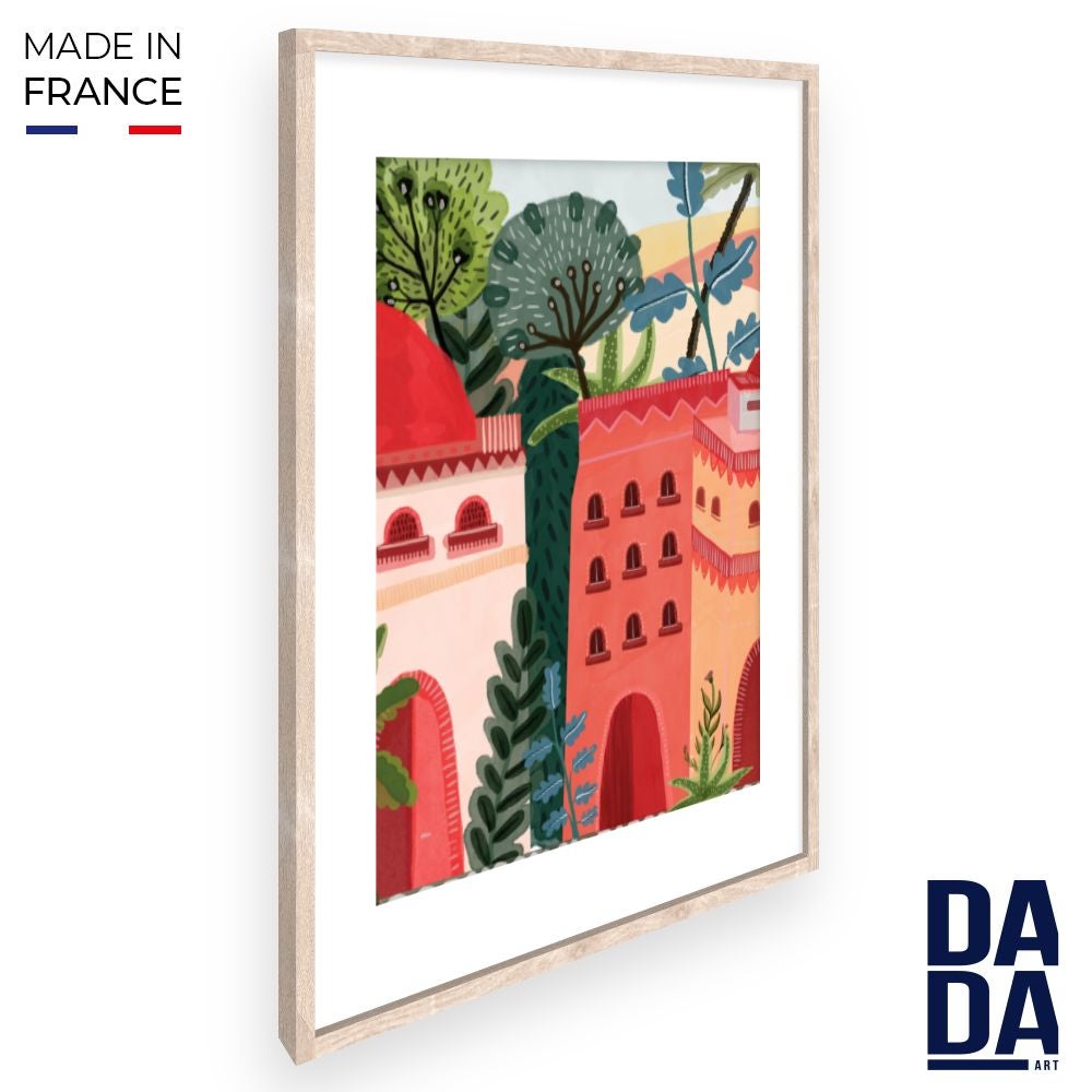 Image encadrée avec cadre CHÊNE / 30x40cm / Maisons méditerranéennes ...