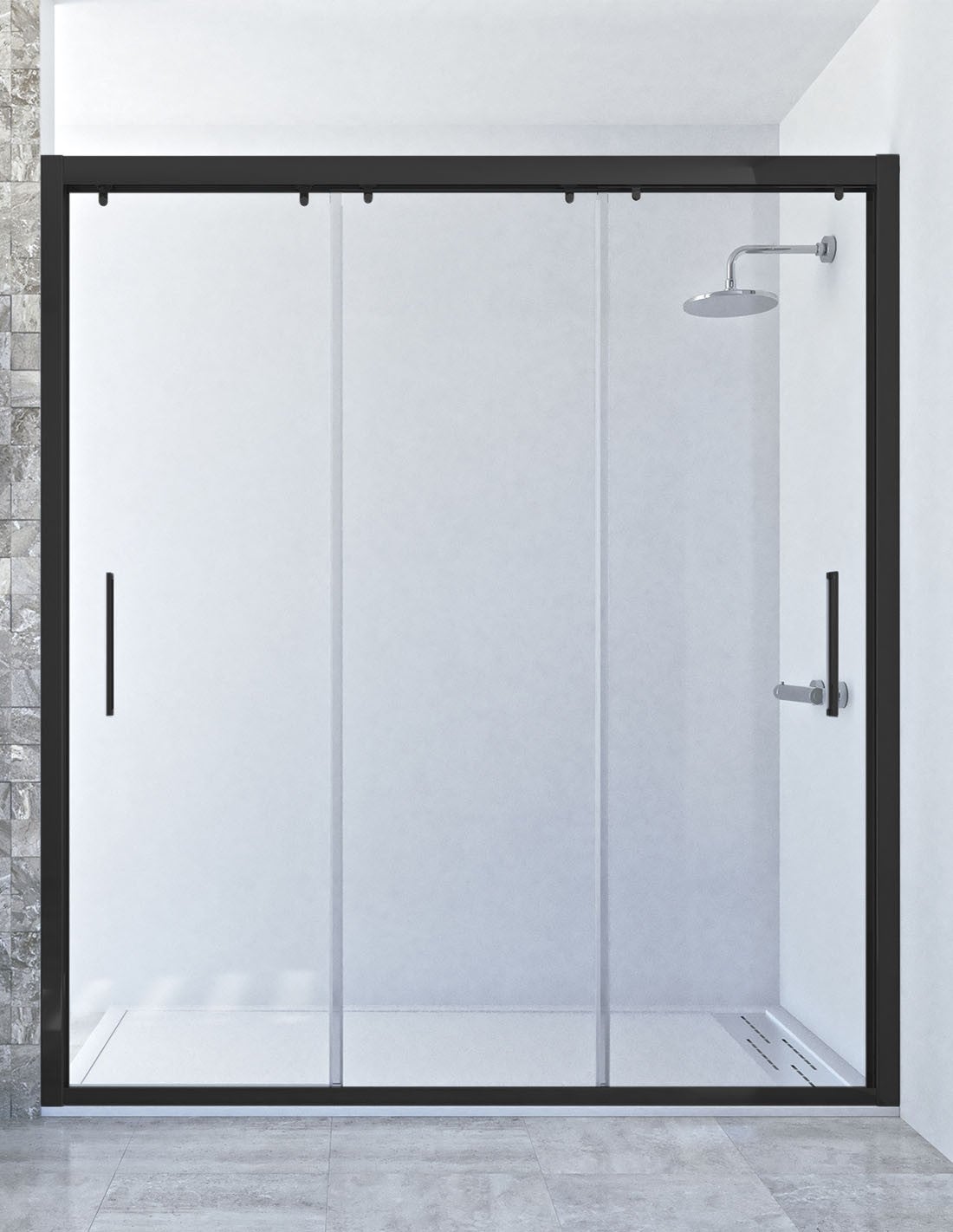 Mampara Aluminio. Mampara Corredera. Perfil Negro. Alto 200 cm. Cristal ...