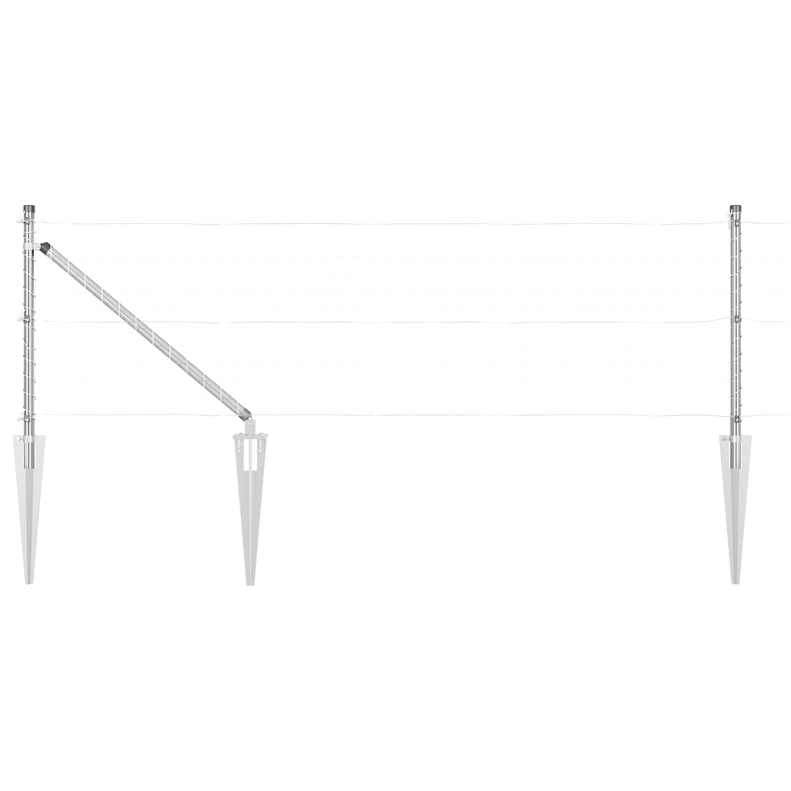 VidaXL Set de Postes de Cerca Manual 7 pcs Plateado Ø32mm 160 cm ...