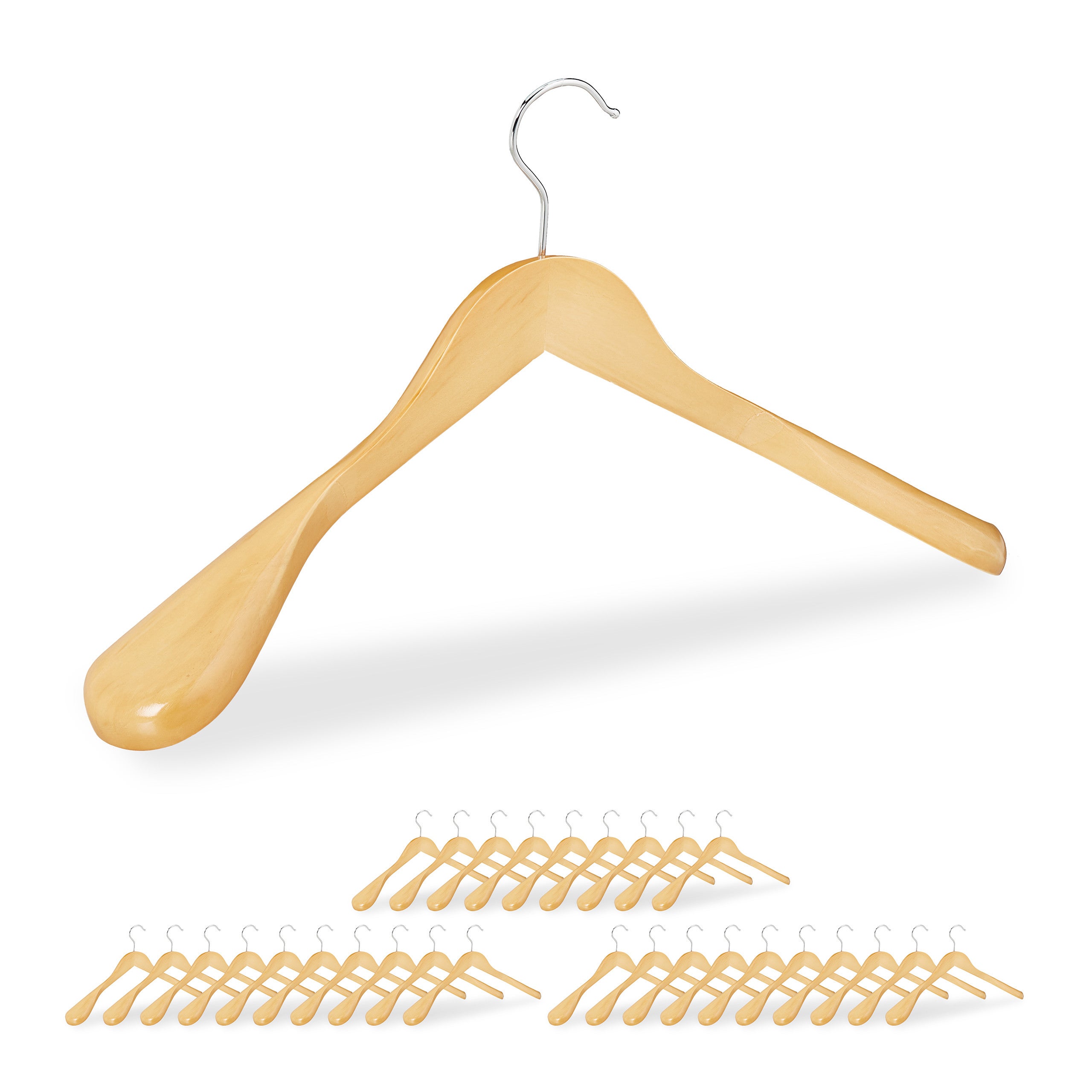 Cintre épaule large, Set de 30, Cintre en bois, vestes, costumes ...