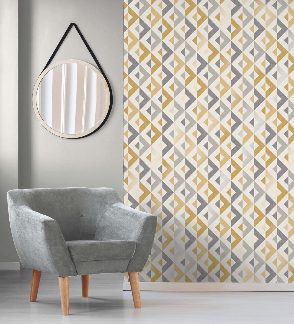 Muestra DIN A4 de Papel pintado lavable geométrico de rombos gris y ...