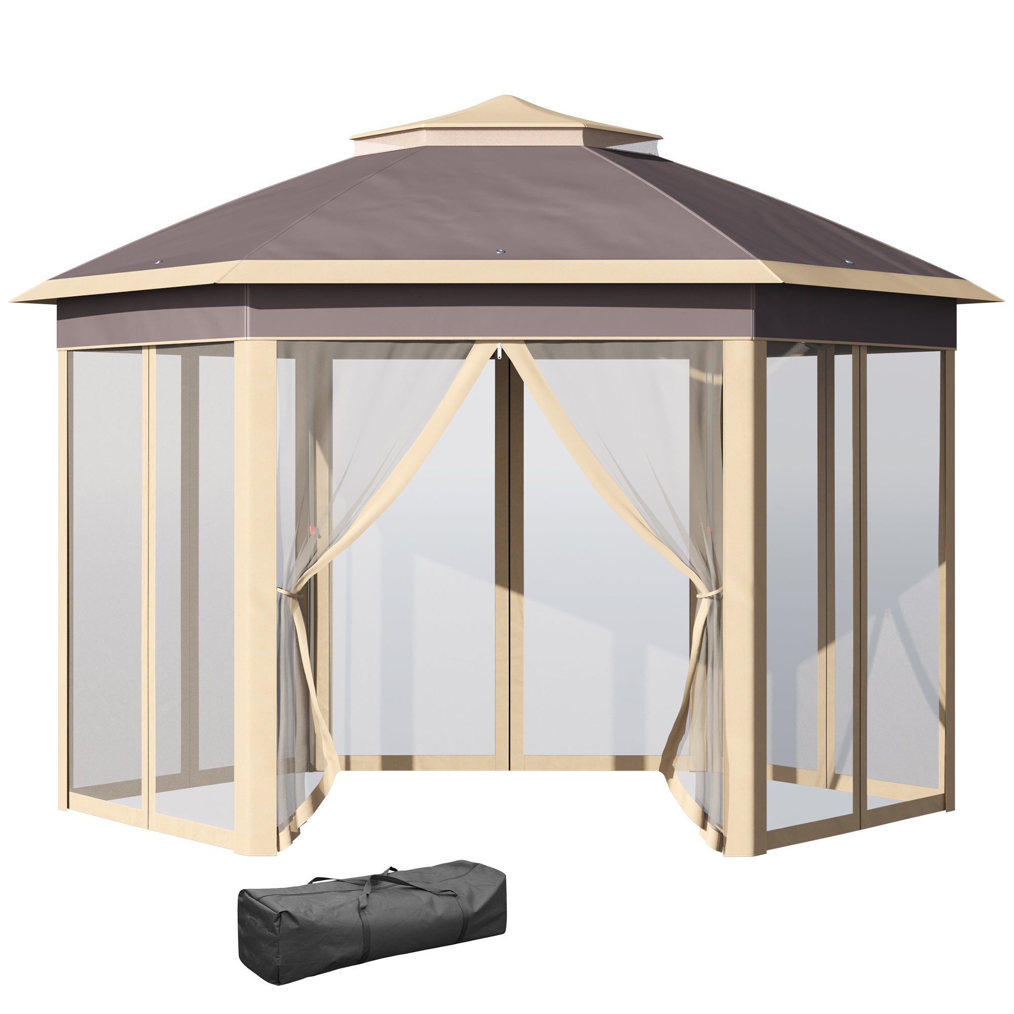 Carpa Plegable Outsunny Metal, Tela Oxford Beige 405x340x285 cm | Leroy ...