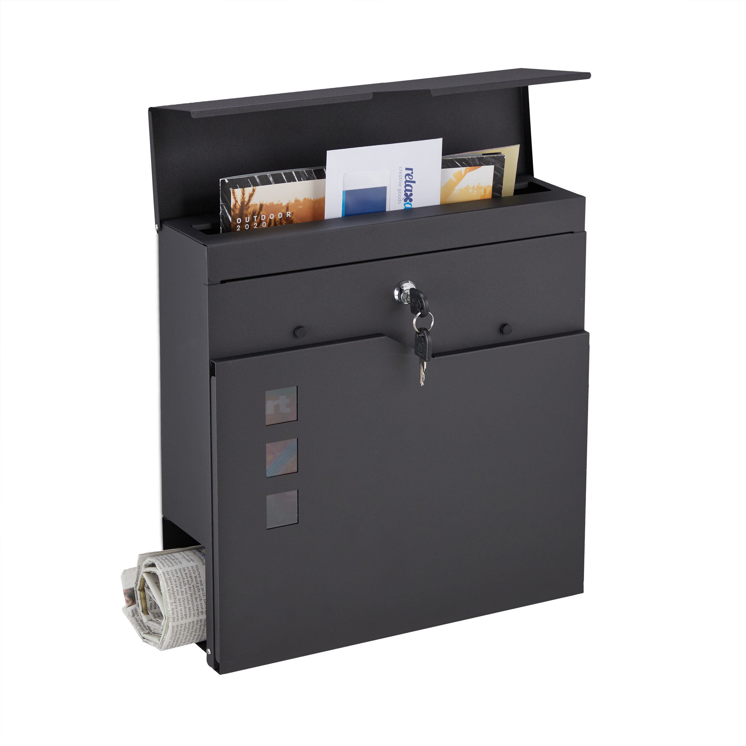 Relaxdays Boîte aux lettres porte-journaux, géométrique avec petites ...