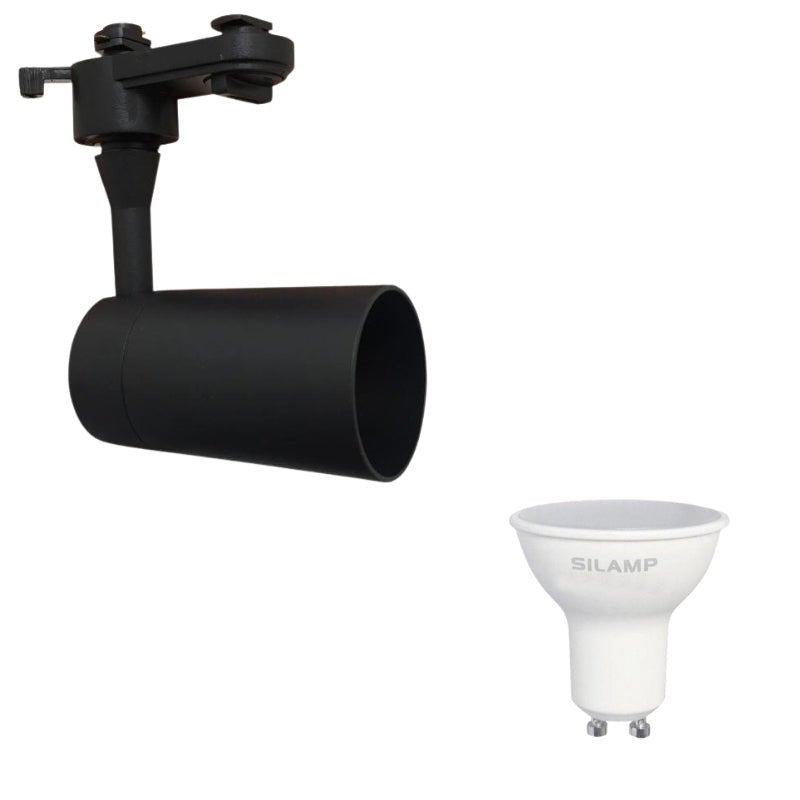 Monofásico Negro LED Track Spot + GU10 8W LED Bulb - Blanco Frío 6000K ...