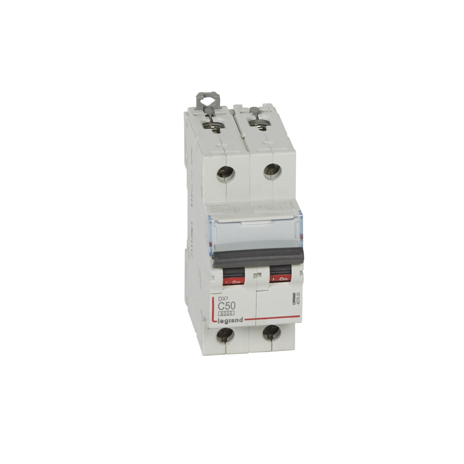 Disjoncteur Automatique Industriel 2P 20-63A 10kA Courbe LEGRAND DX³ 50 A | Leroy Merlin