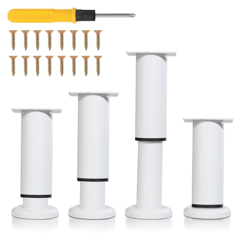 4X Pieds de meuble 18-30cm Extensible（Blanc） Pieds de socle Pied de ...