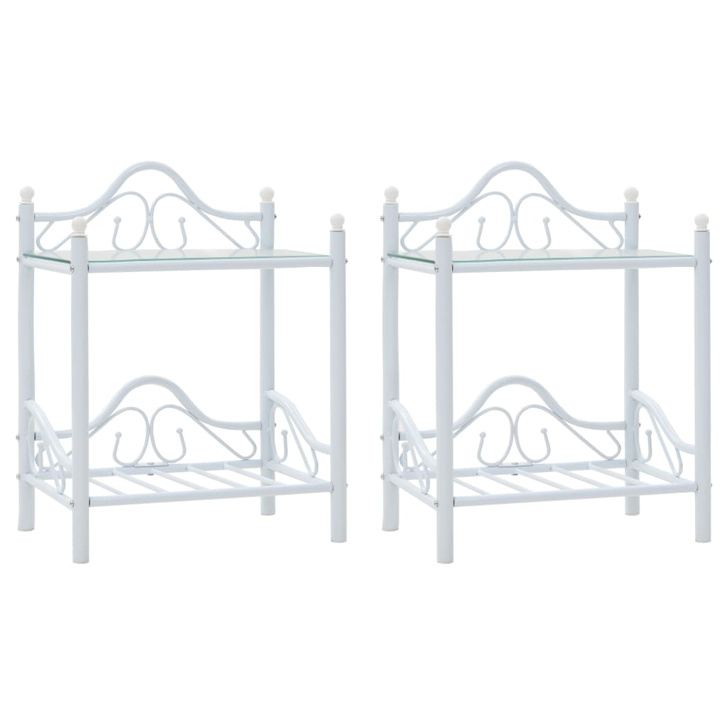 Maison Exclusive Tables de chevet 2 pcs Acier et verre trempé 45x30 ...