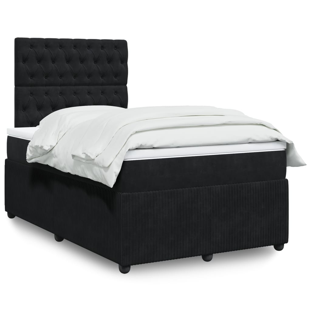 Cama box spring con colchón terciopelo negro 120x200 cm | Leroy Merlin