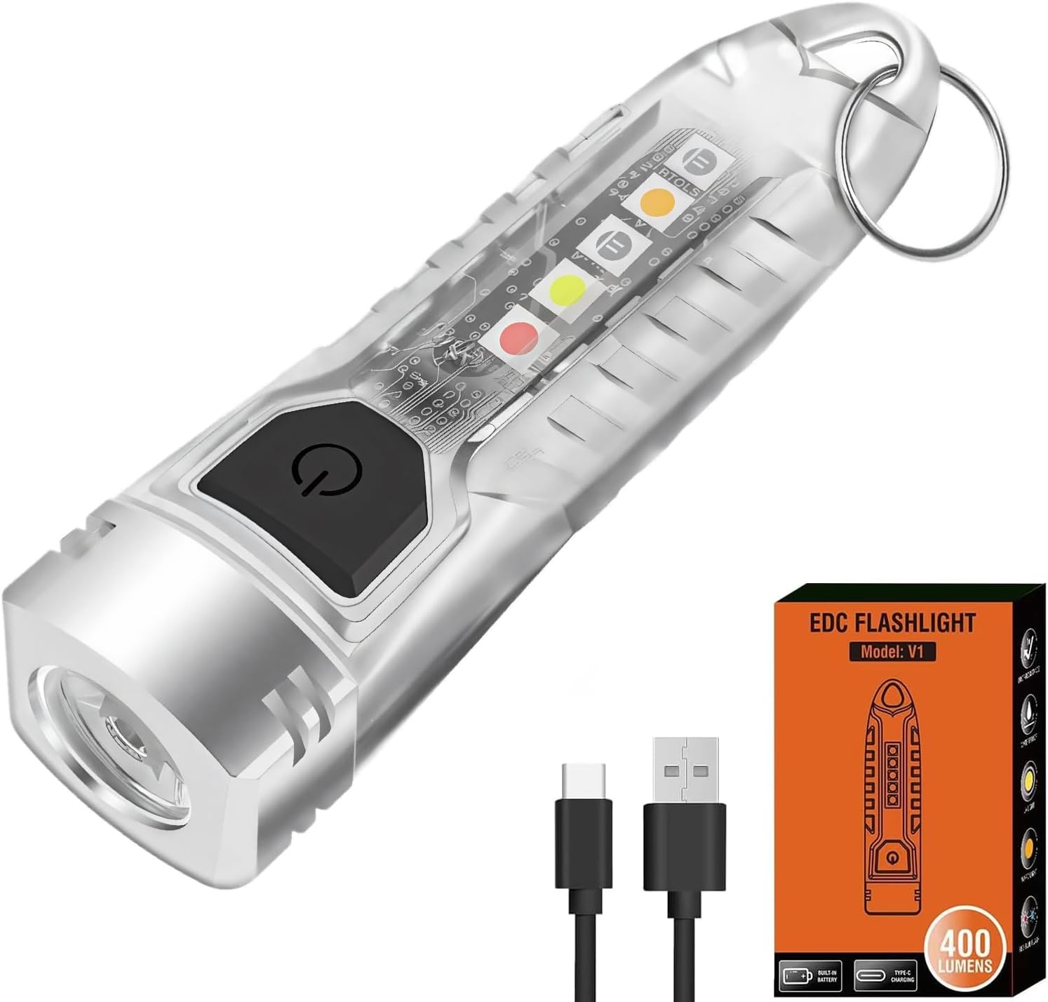 Mini linterna de llavero - 400 lm - LED recargable - Linterna con luz ...