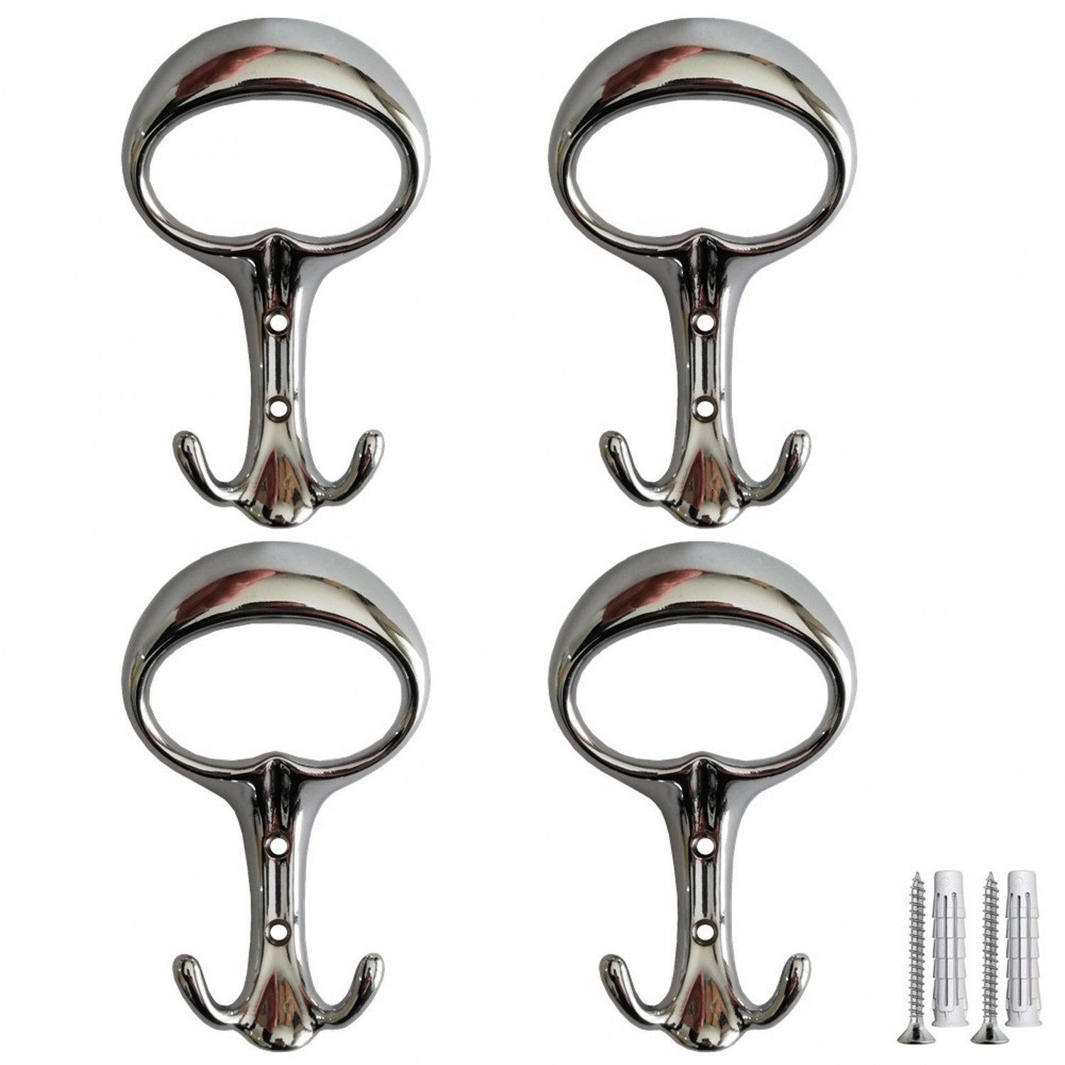Appendiabiti a parete, 4 ganci attaccapanni a muro (MOD.107) cromo ...
