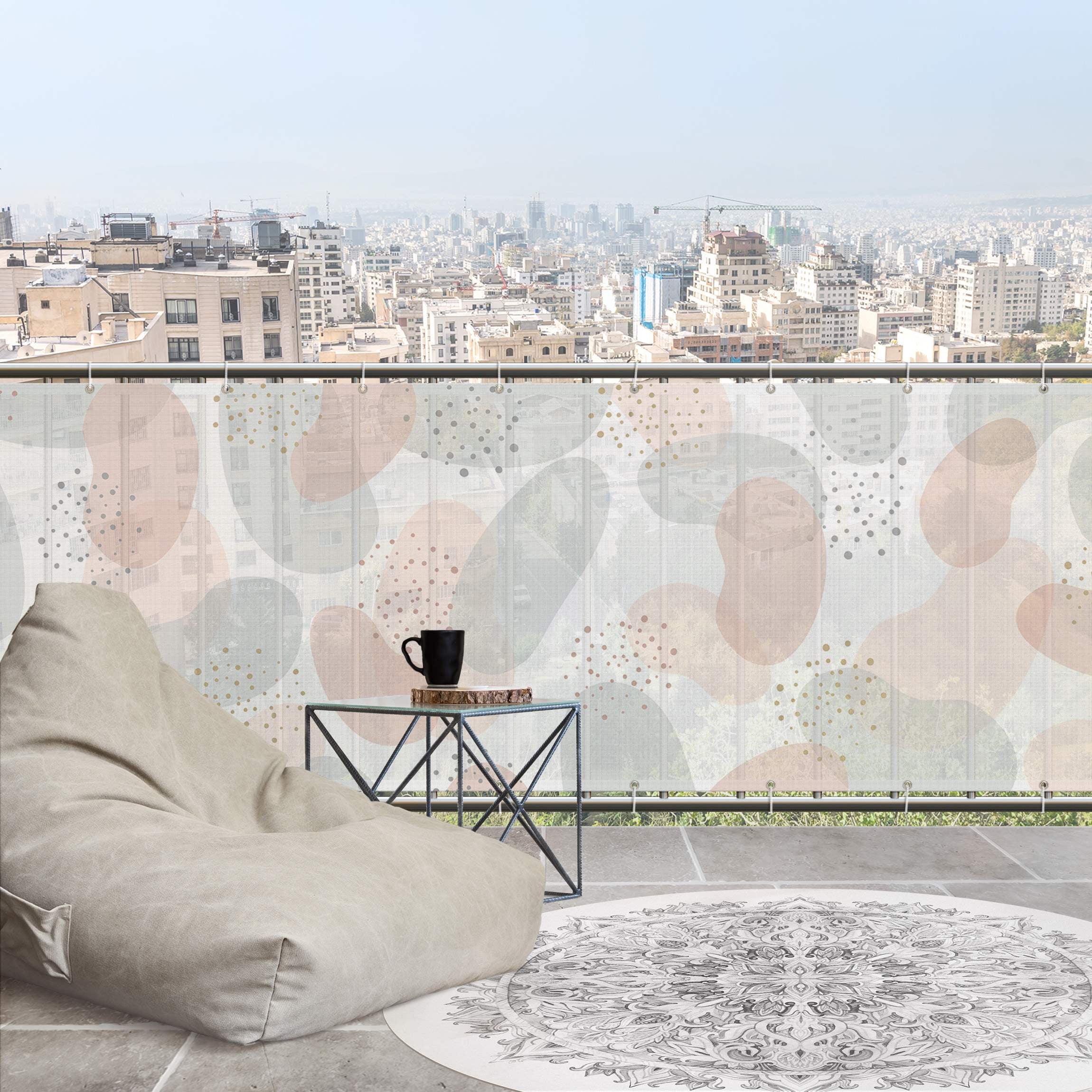 Pantalla de privacidad para balcón - Large Pastel Circular Shapes with ...