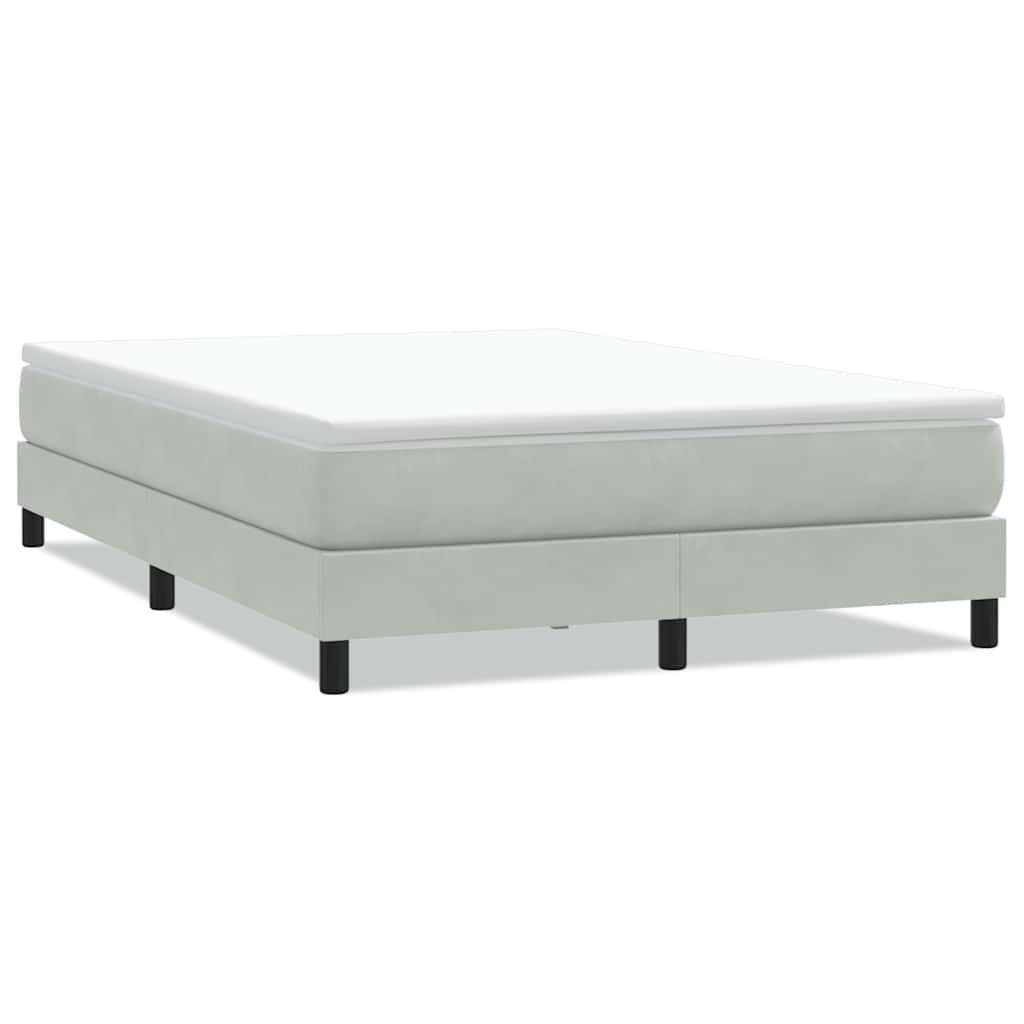 Cama box spring sin colchón gris claro terciopelo 140x220 cm | Leroy Merlin